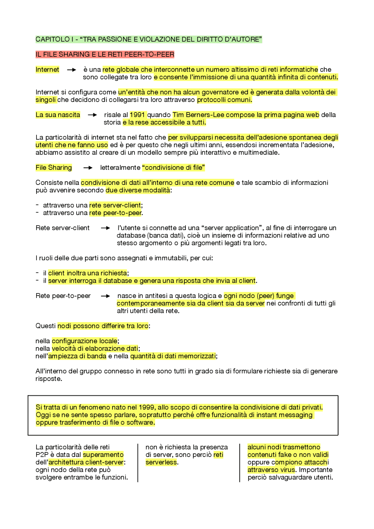 File Sharing Riassunto Cifaldi Docsity