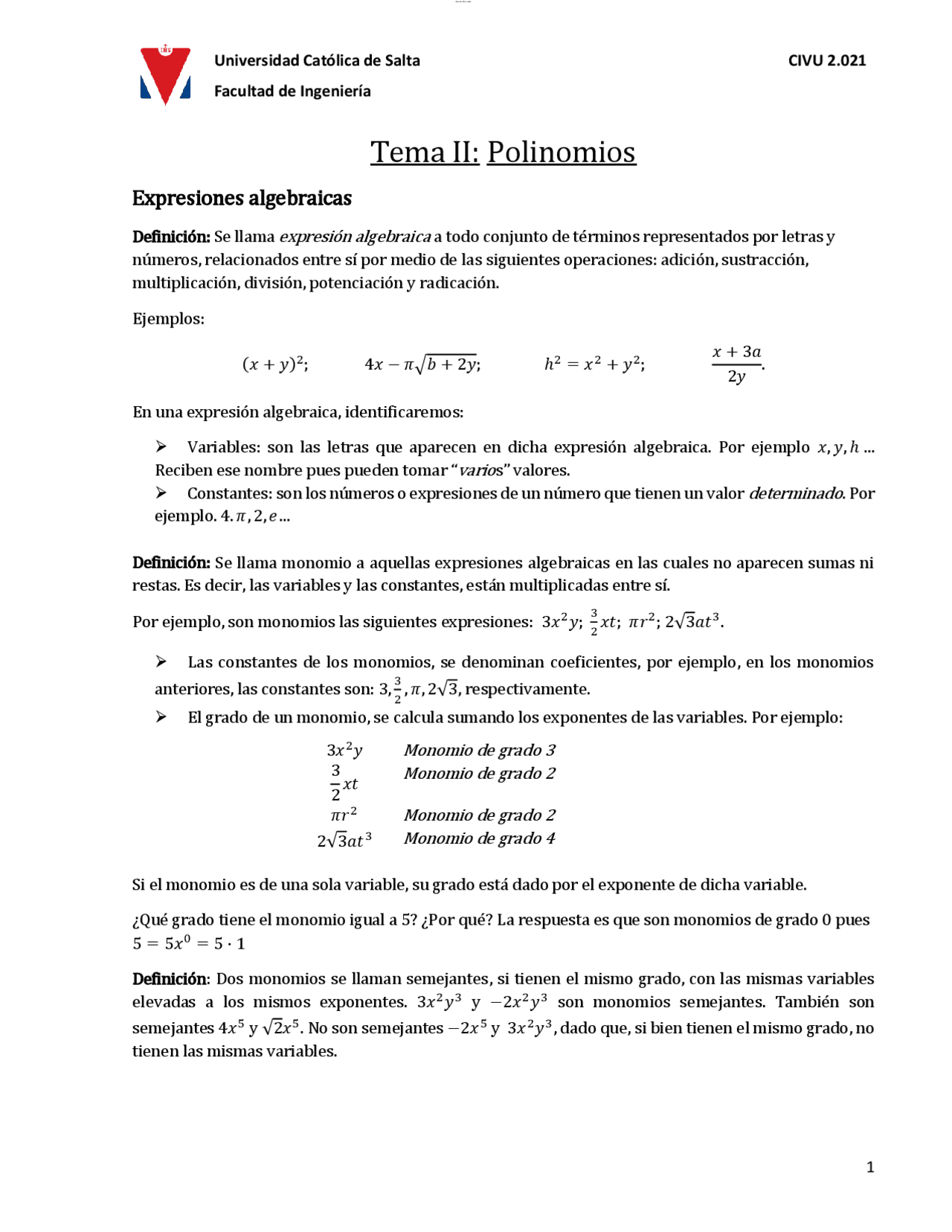 Algebra polinomios II - Docsity