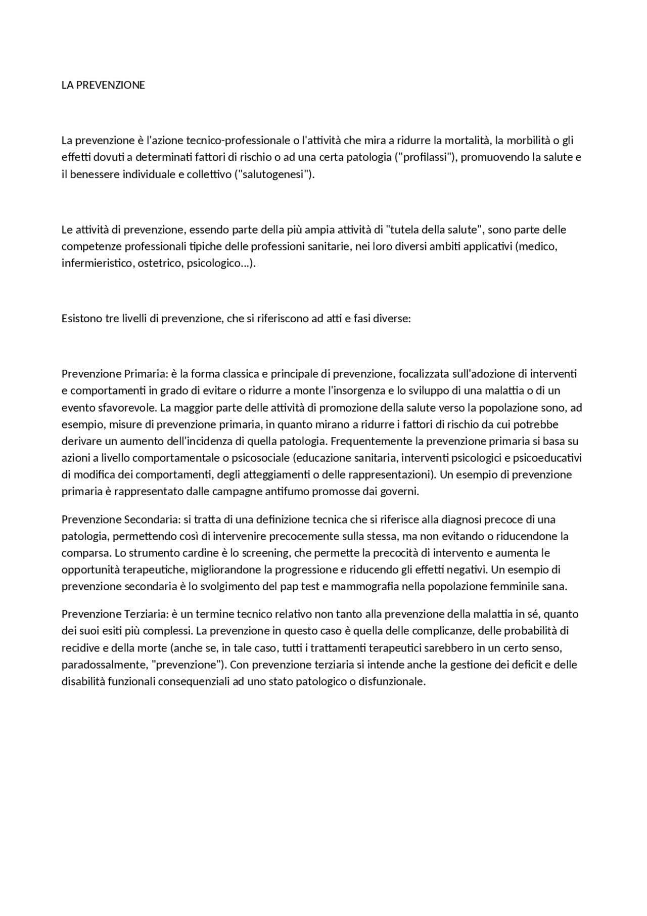 Prevenzione Tipologie Docsity
