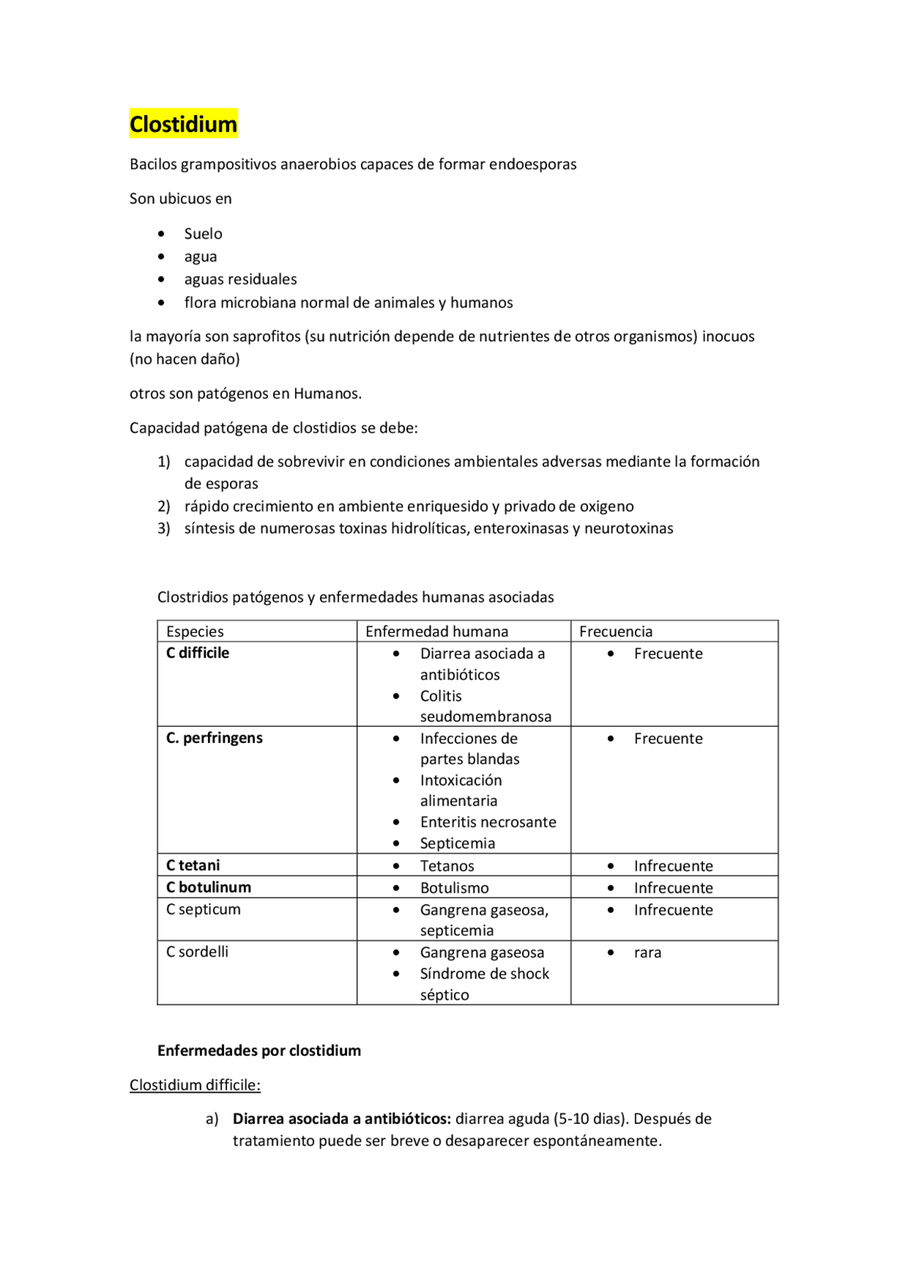 Clostridium Pdf Microbiologia Docsity