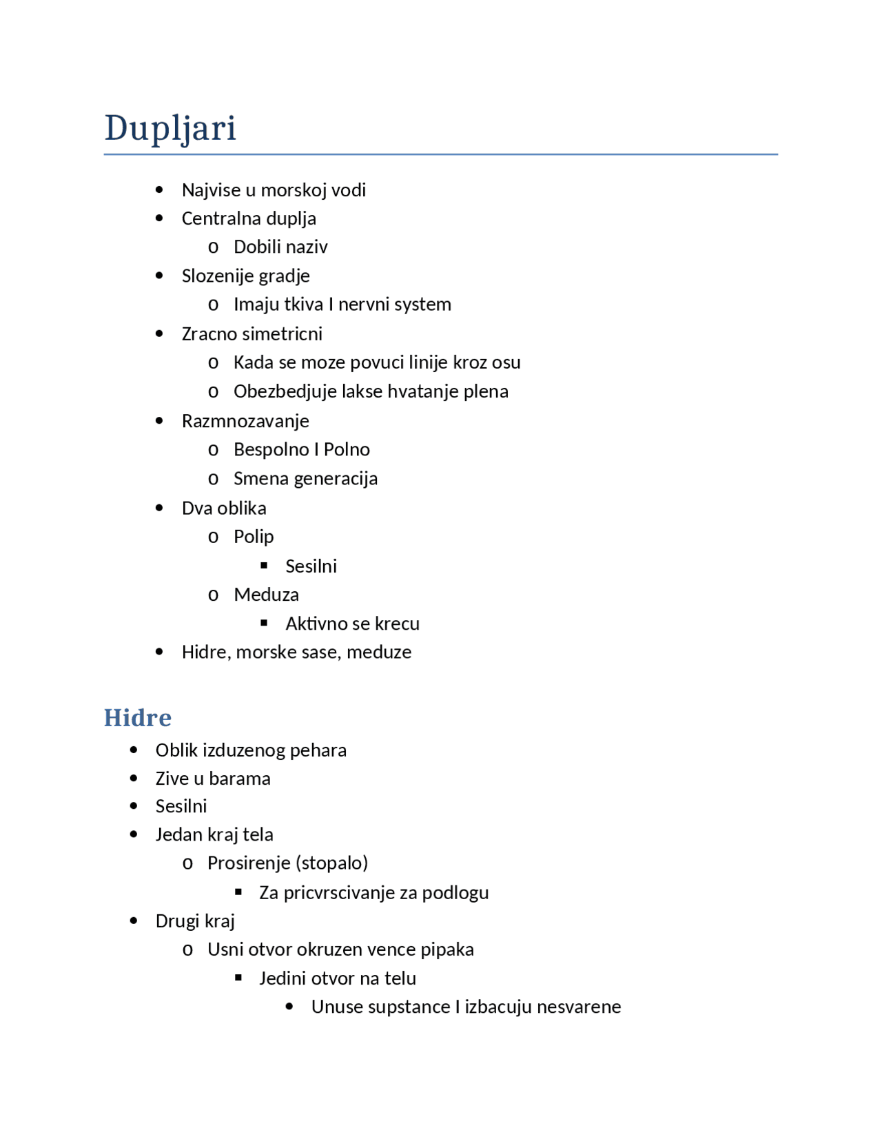 Dupljari Skripta iz Biologije - Docsity