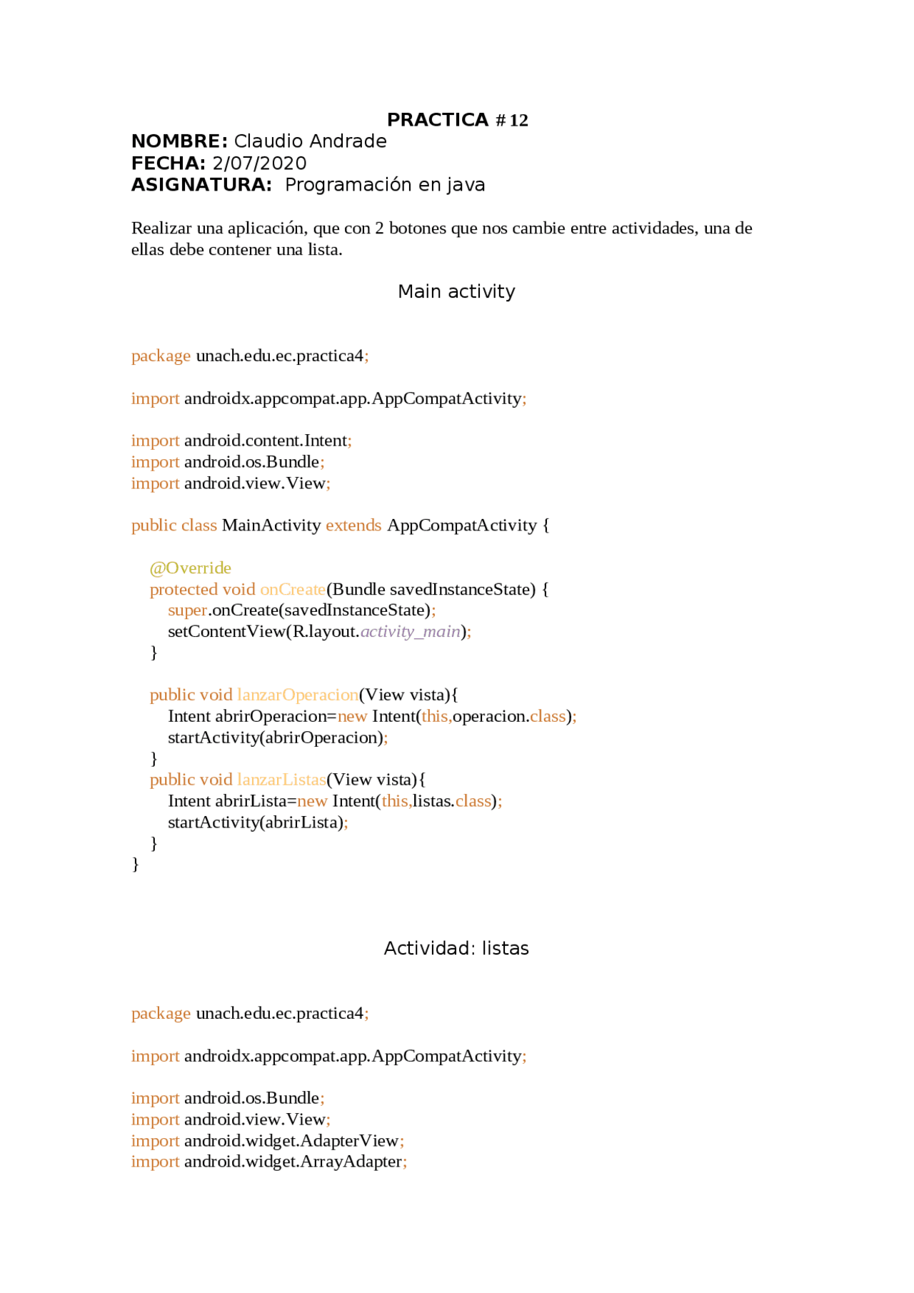 Programación En Java Docsity