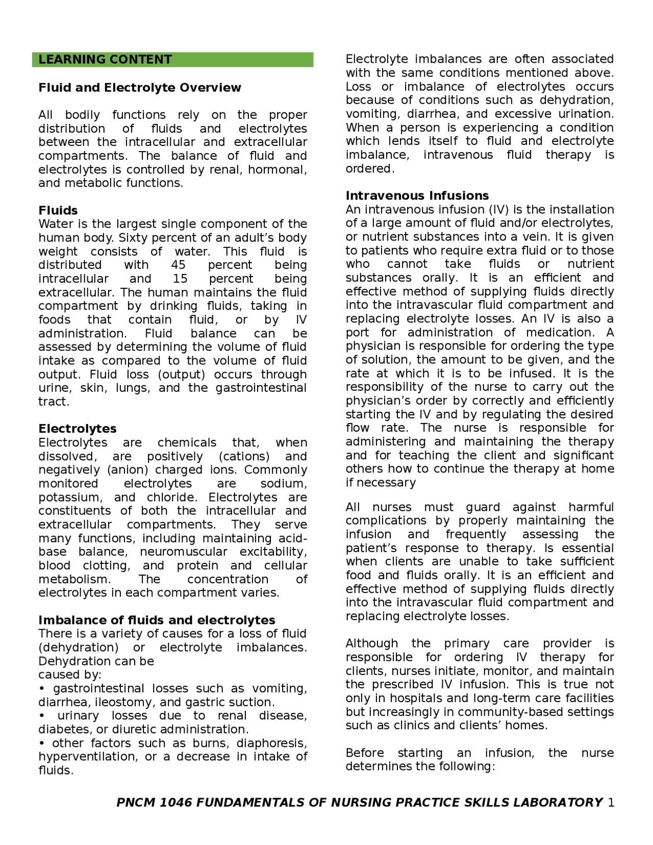 Fundamentals In Nursing Docsity