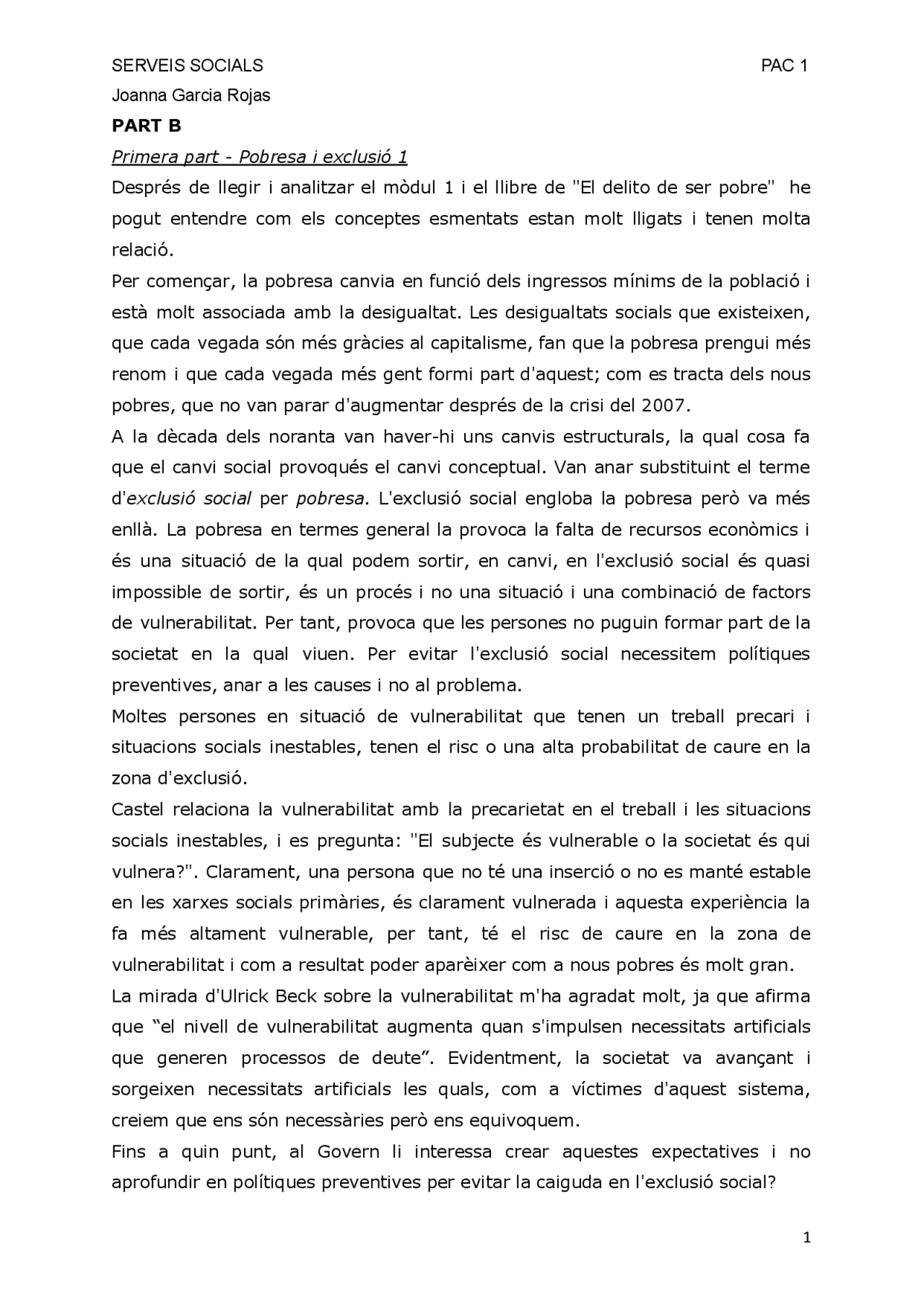 Pac1 Serveis Socials Primera Part Docsity