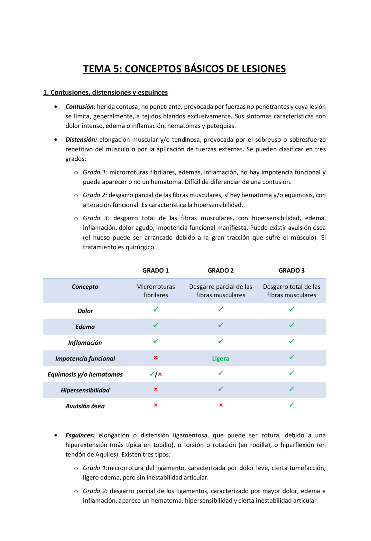 Tema 5. conceptos basicos de lesiones. - Docsity