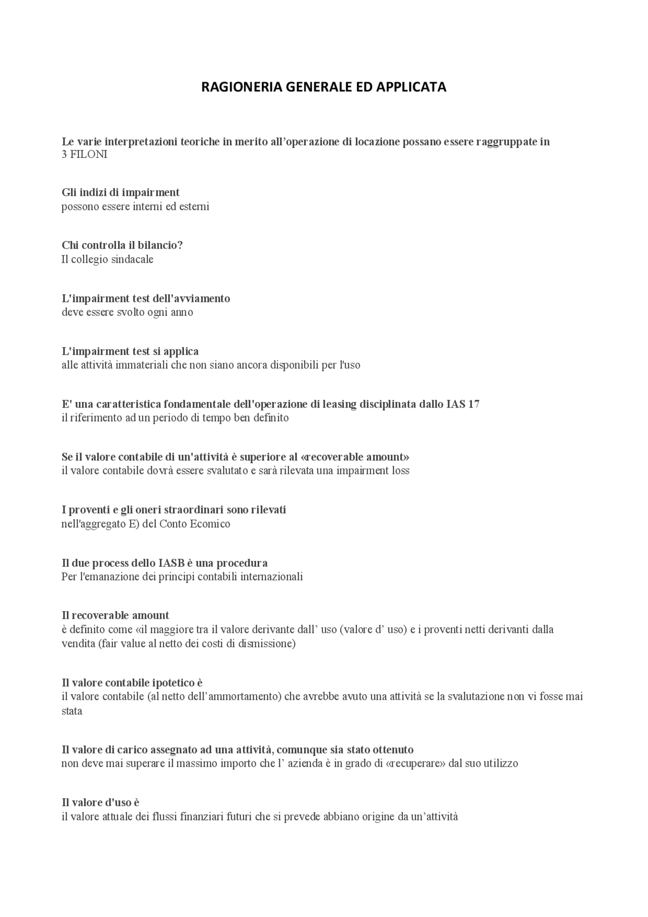 Ragioneria Generale E Applicata Docsity
