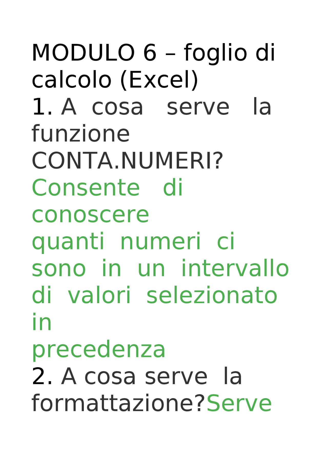 Modulo 6 Eipass Foglio Di Calcolo Docsity