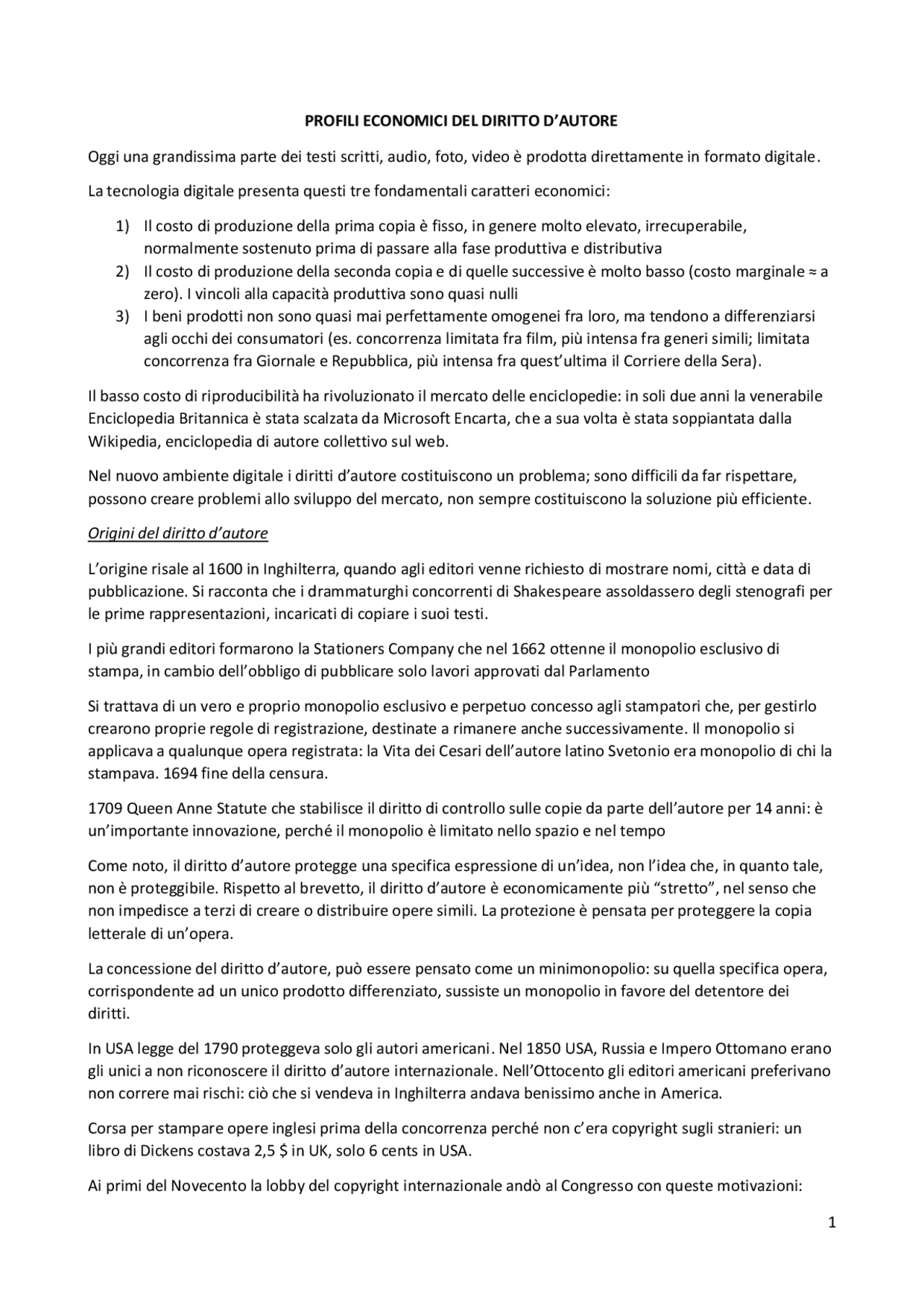 Diritto Dautore Prof Visco Comandini Università Tor Vergata