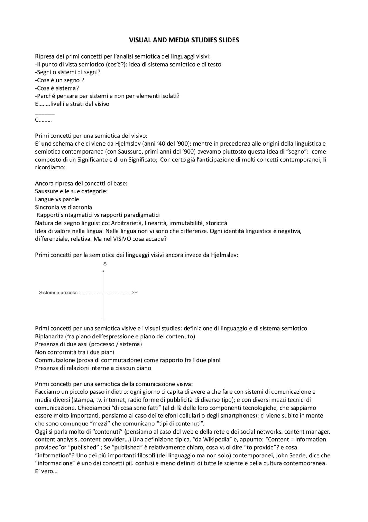 Appunti di VISUAL and MEDIA STUDIES - Docsity