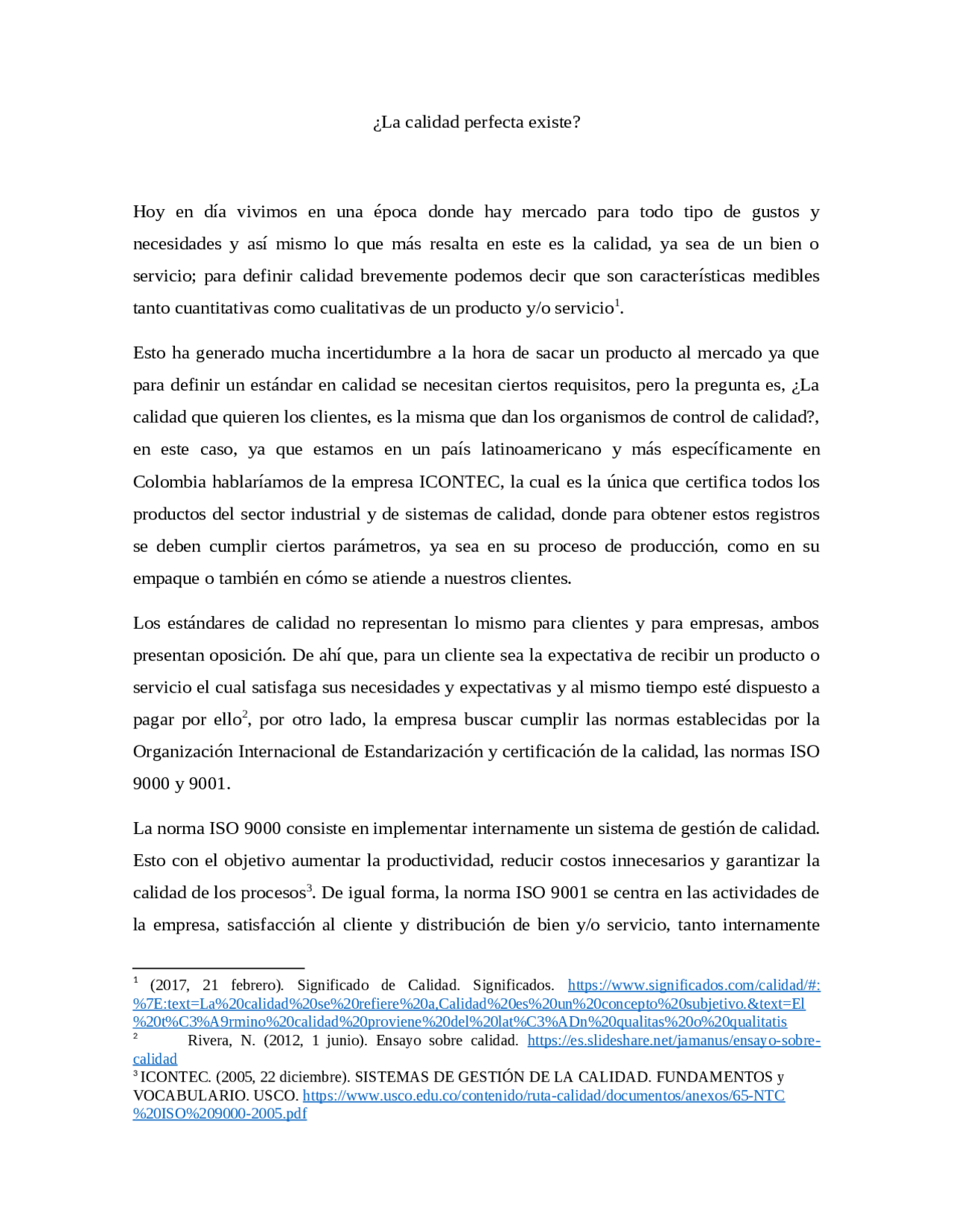 La calidad perfecta existe? - Docsity