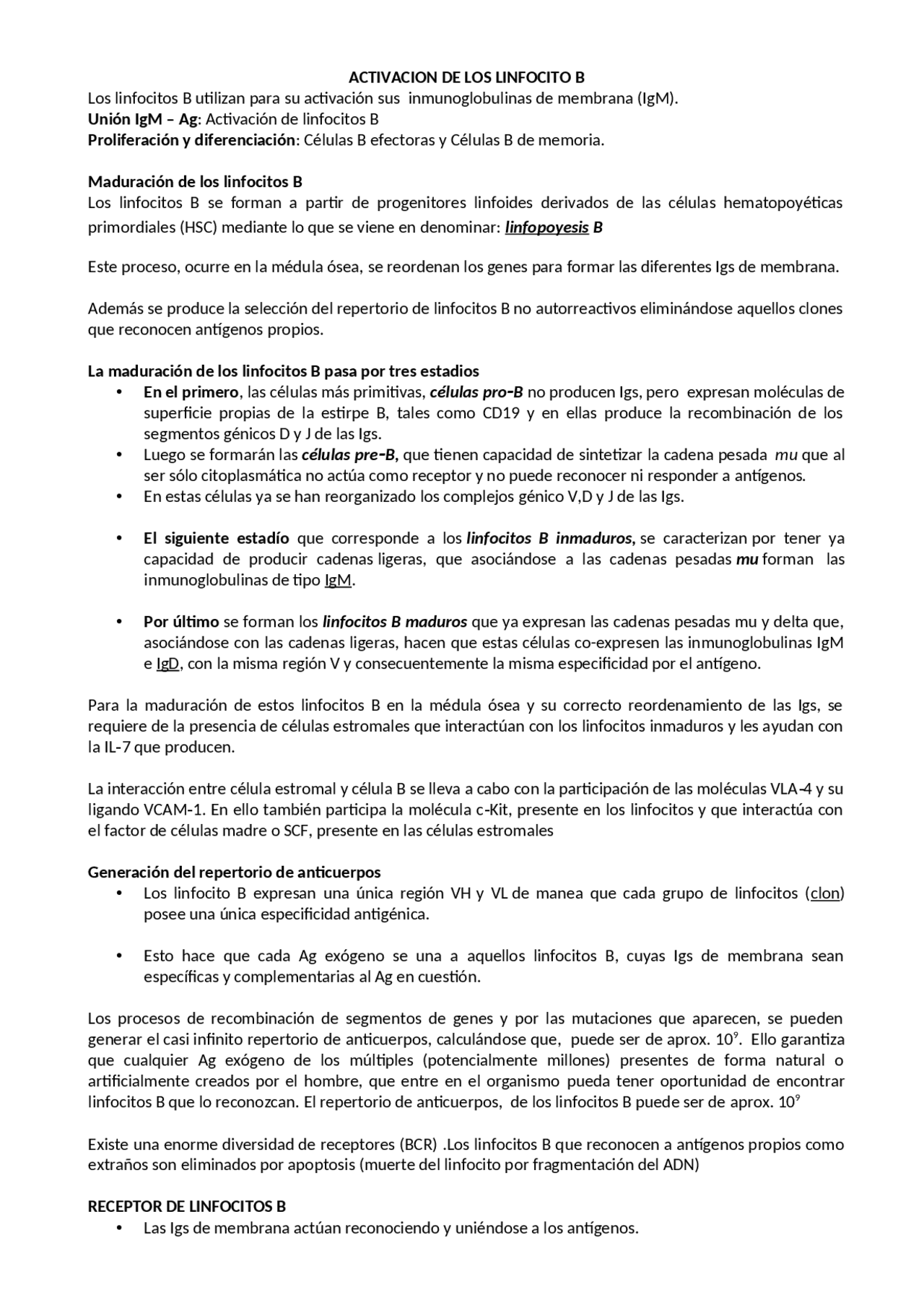 Activacion De Los Linfocitos B Docsity