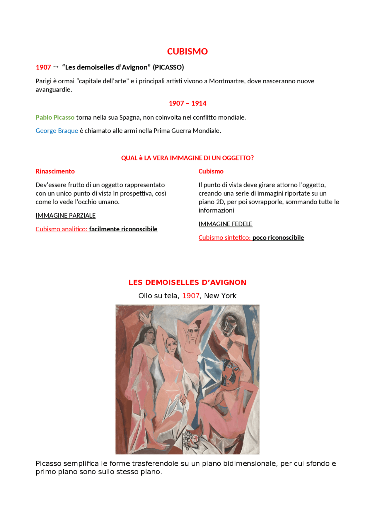 Appunti Sul Cubismo Docsity