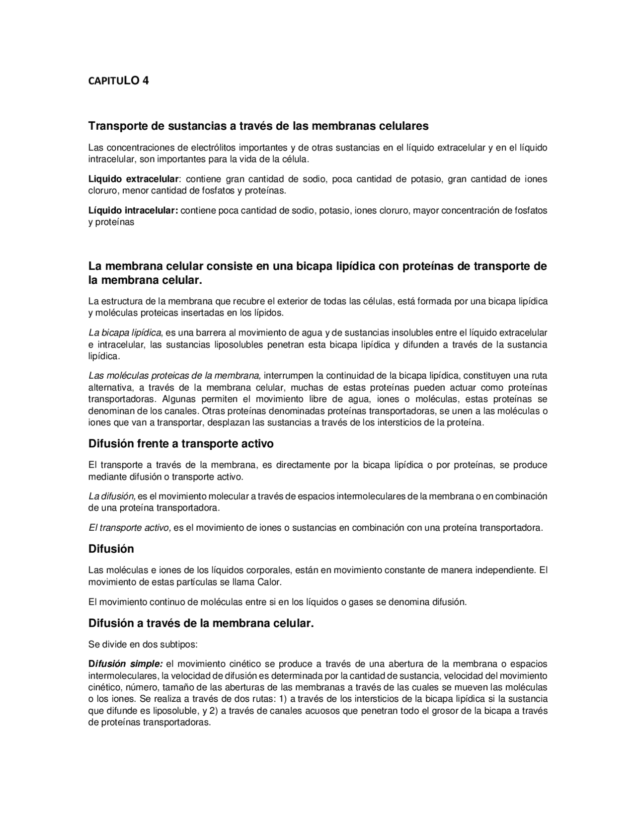 Capítulo 4 del libro Guyton - Docsity