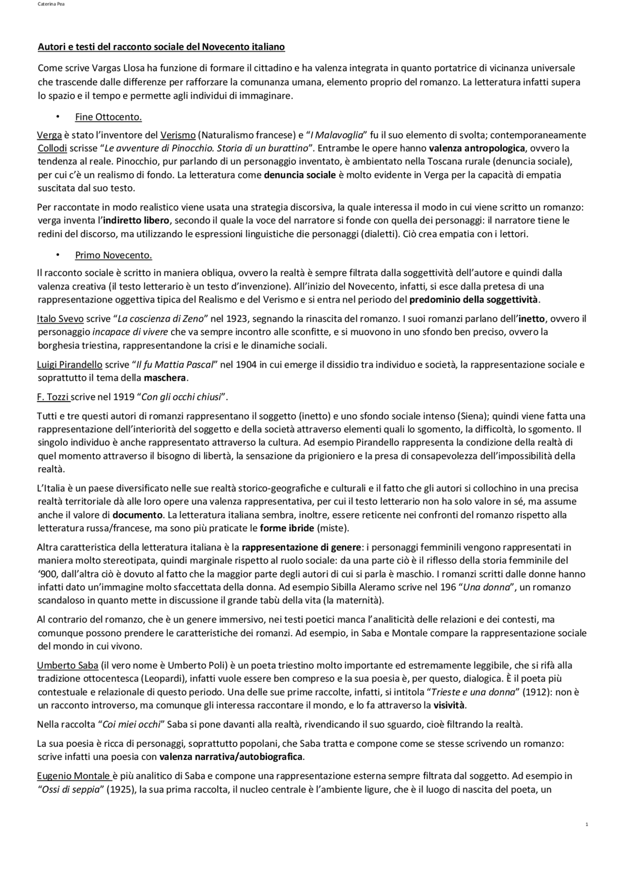 Il Novecento Casadei Docsity