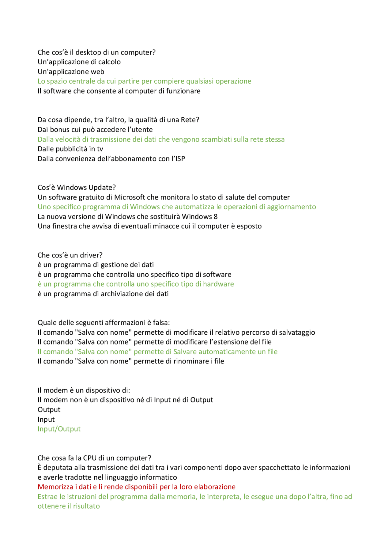 Modulo 1 - EIPASS 7 moduli | Prove d'esame di Elementi di Informatica | Docsity