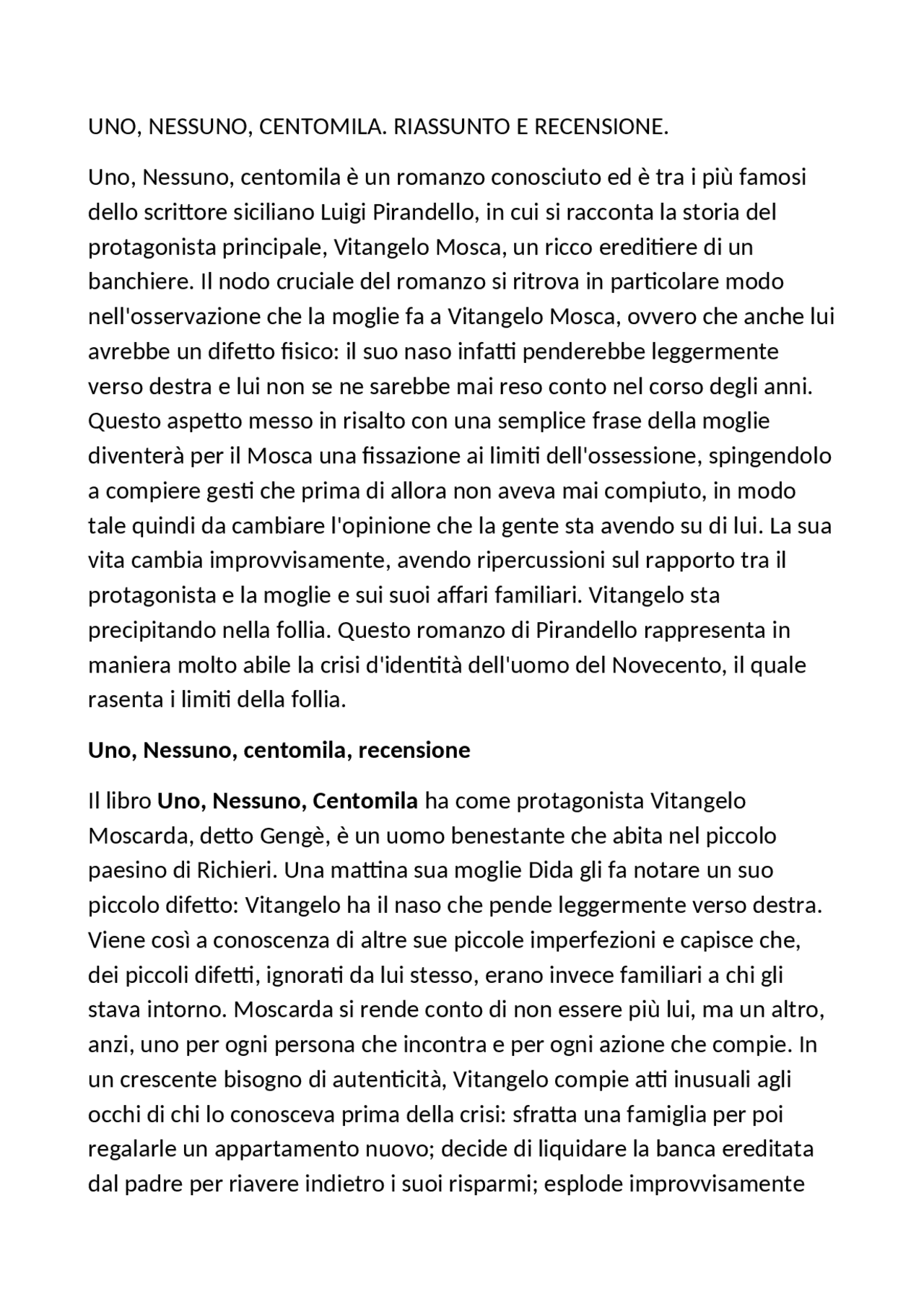 Uno Nessuno E Centomila Docsity