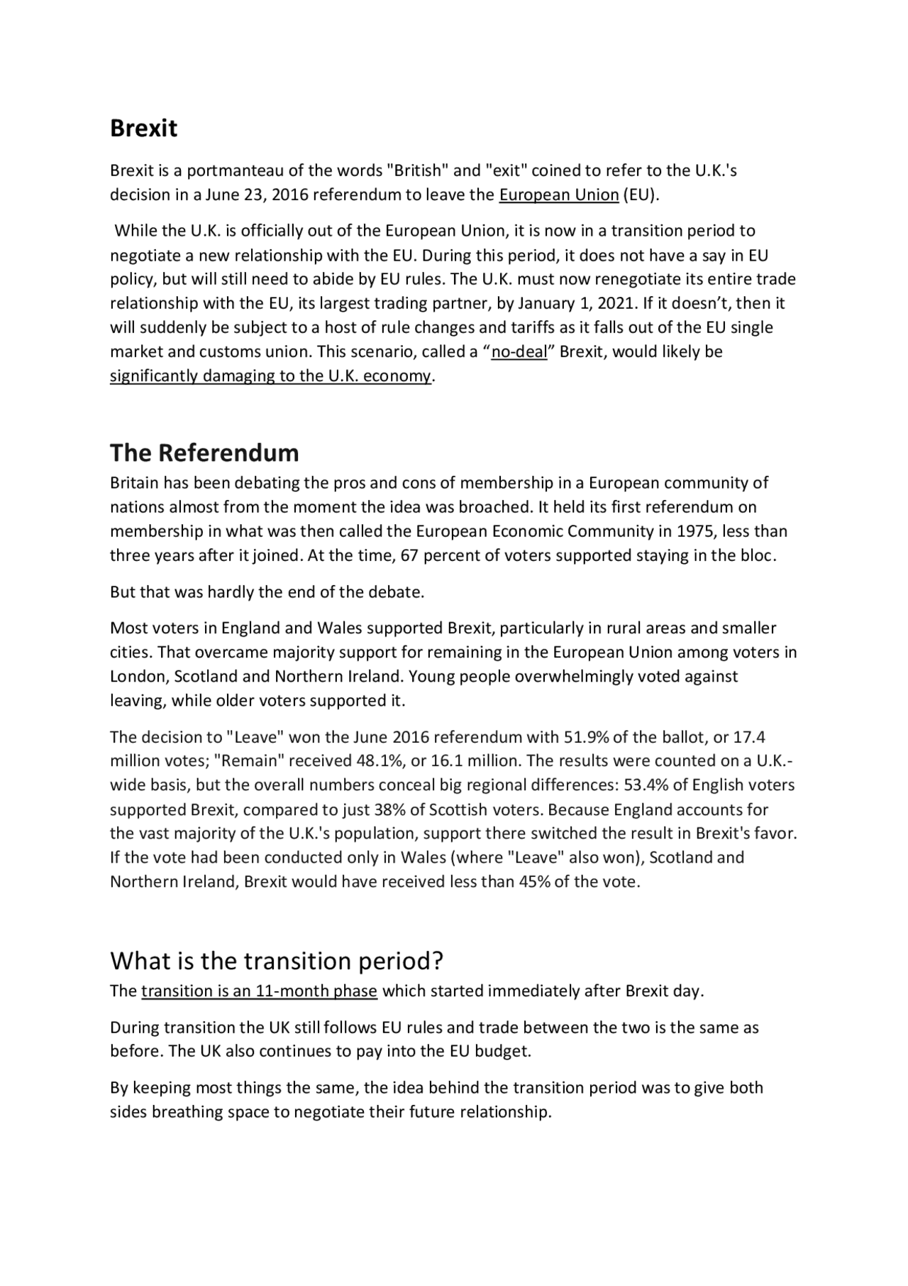 Brexit And All The Issues Docsity