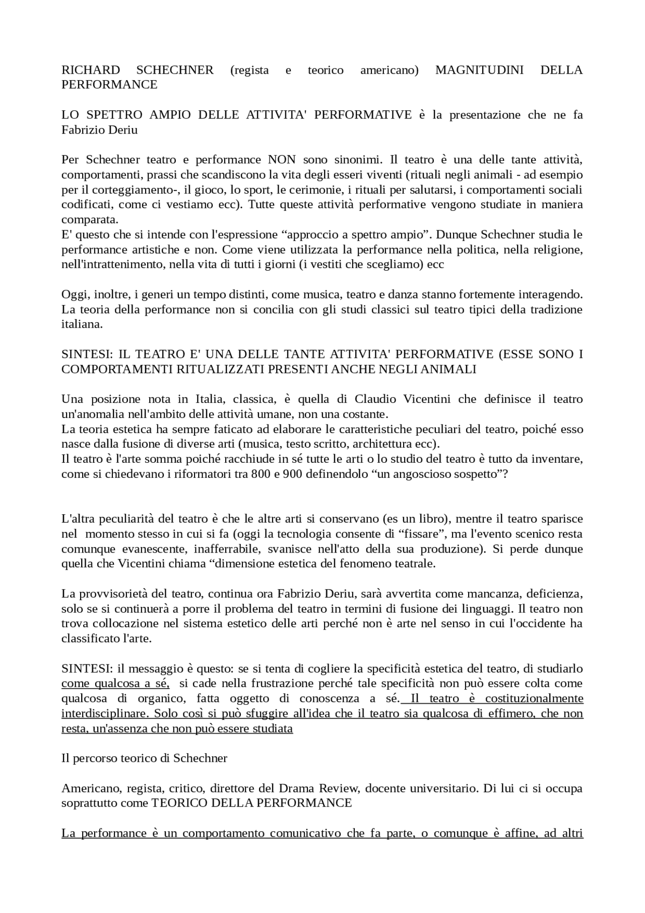 RICHARD SCHECHNER MAGNITUDINI DELLA PERFORMANCE - Docsity