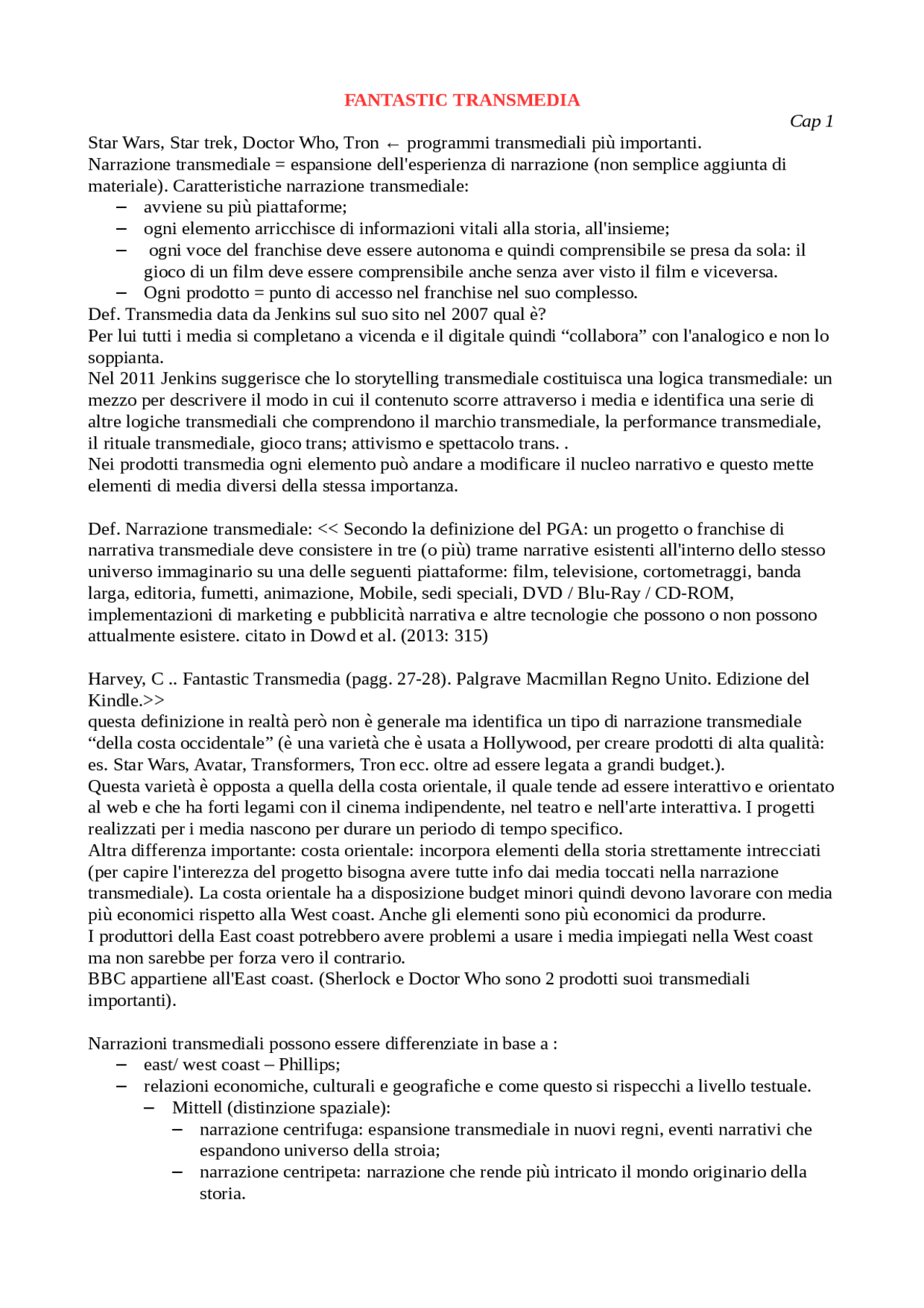 Fantastic Transmedia - Docsity