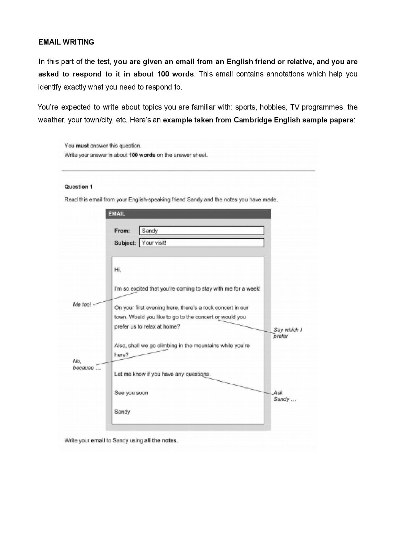PET HOW TO WRITE AN EMAIL | Apuntes de Inglés | Docsity