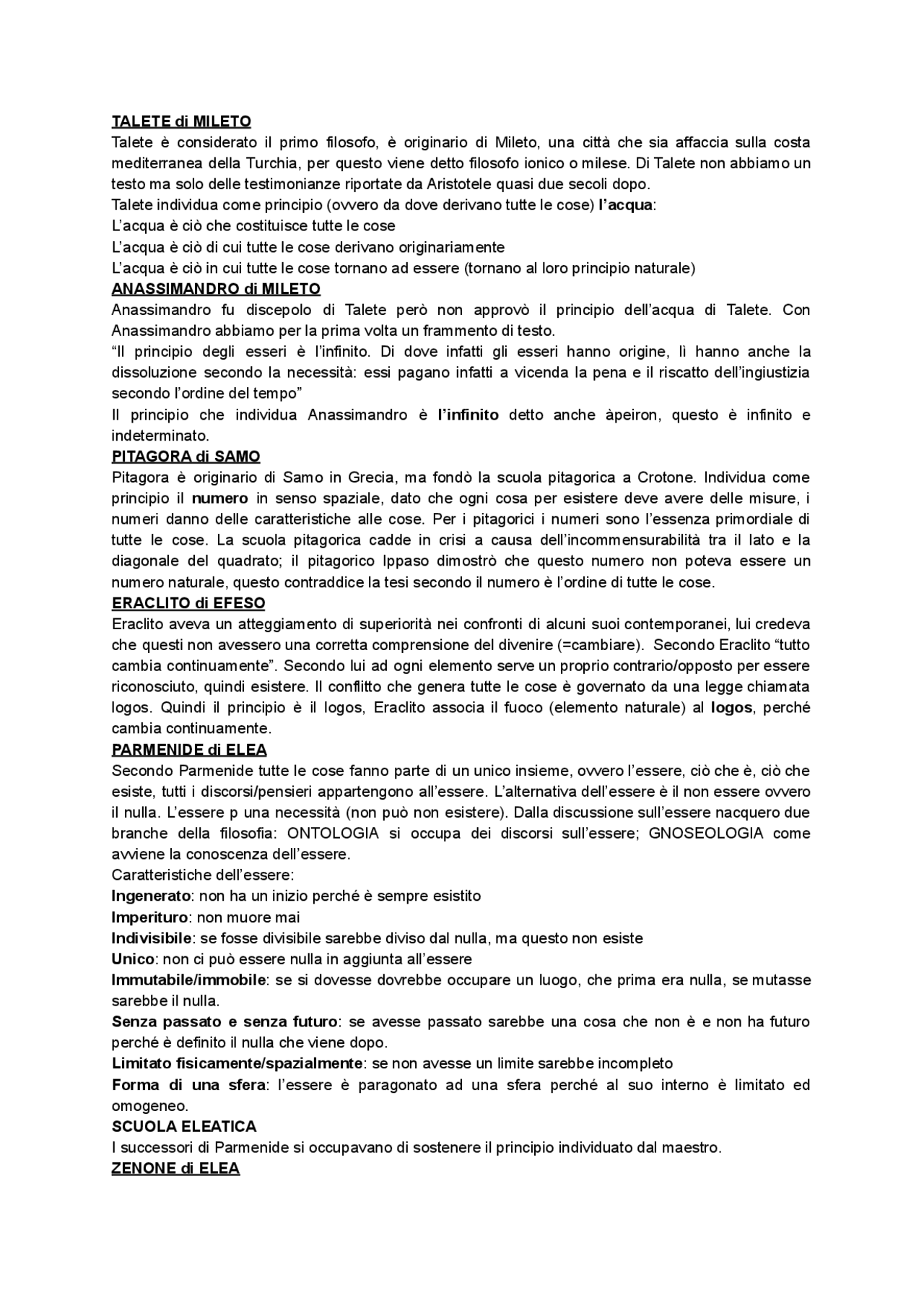 Filosofia Da Talete A Democrito Docsity