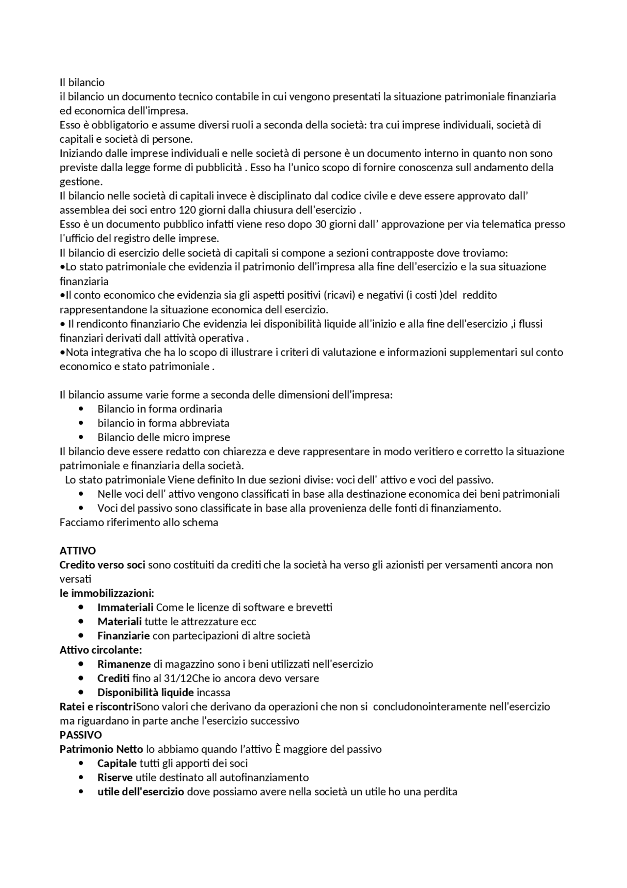 Il bilancio attivo e passivo dello stato patrimoniale | Sintesi del ...