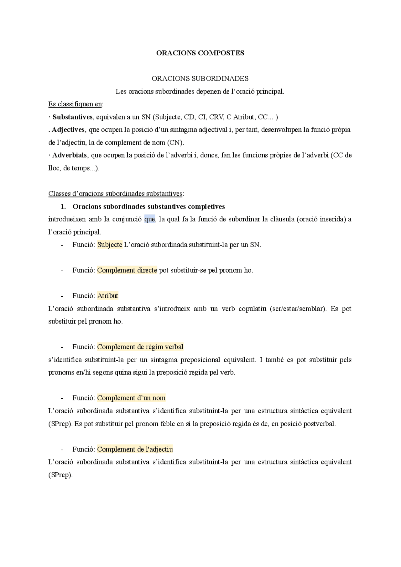 Oracions Compostes Subordinades I Coordinades Docsity