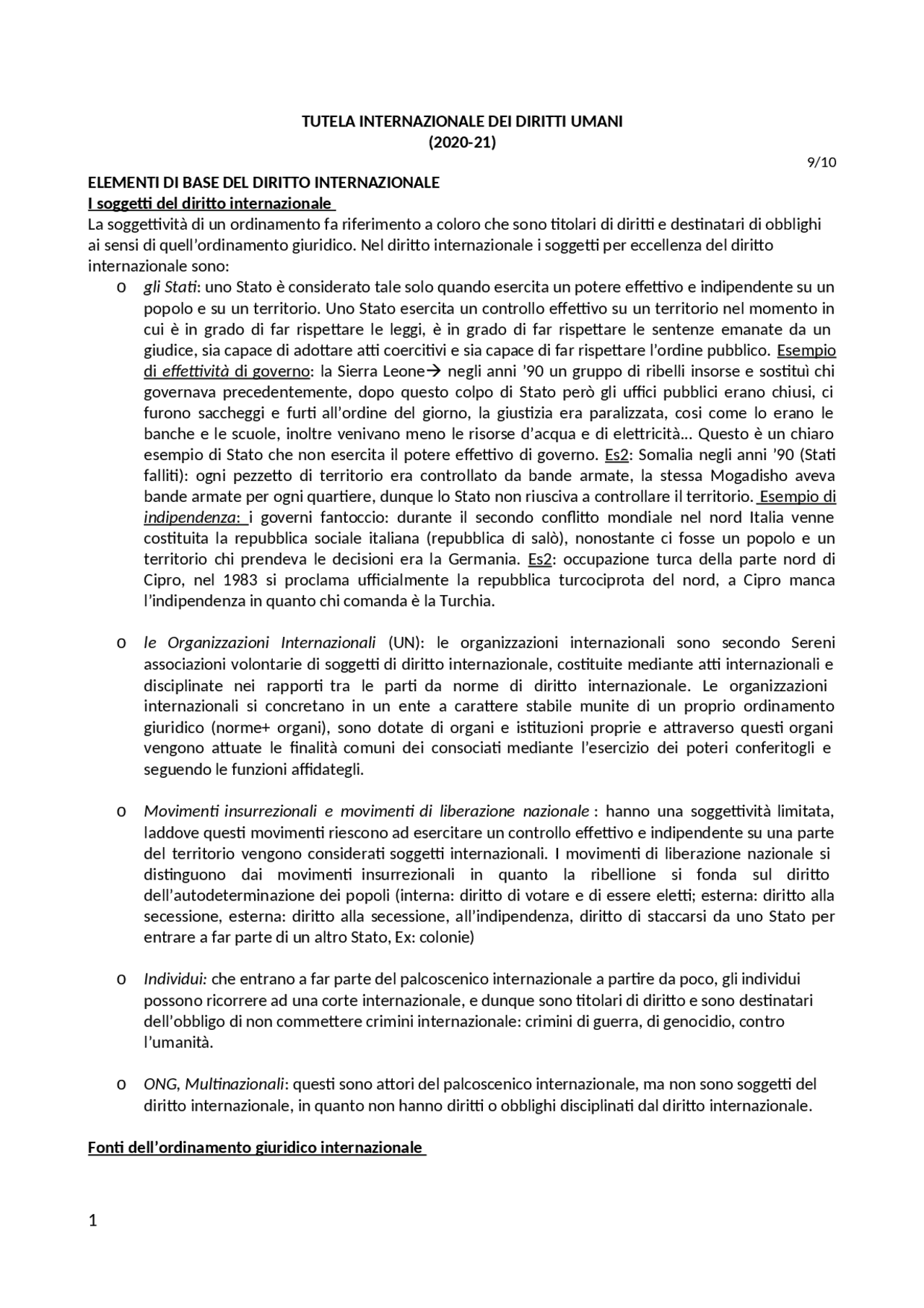 Appunti Tutela Internazionale Dei Diritti Umani Monica Spatti Docsity