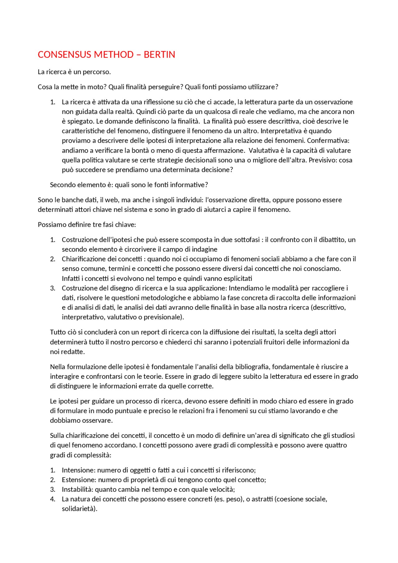 Consensus method - cosa significa - Docsity