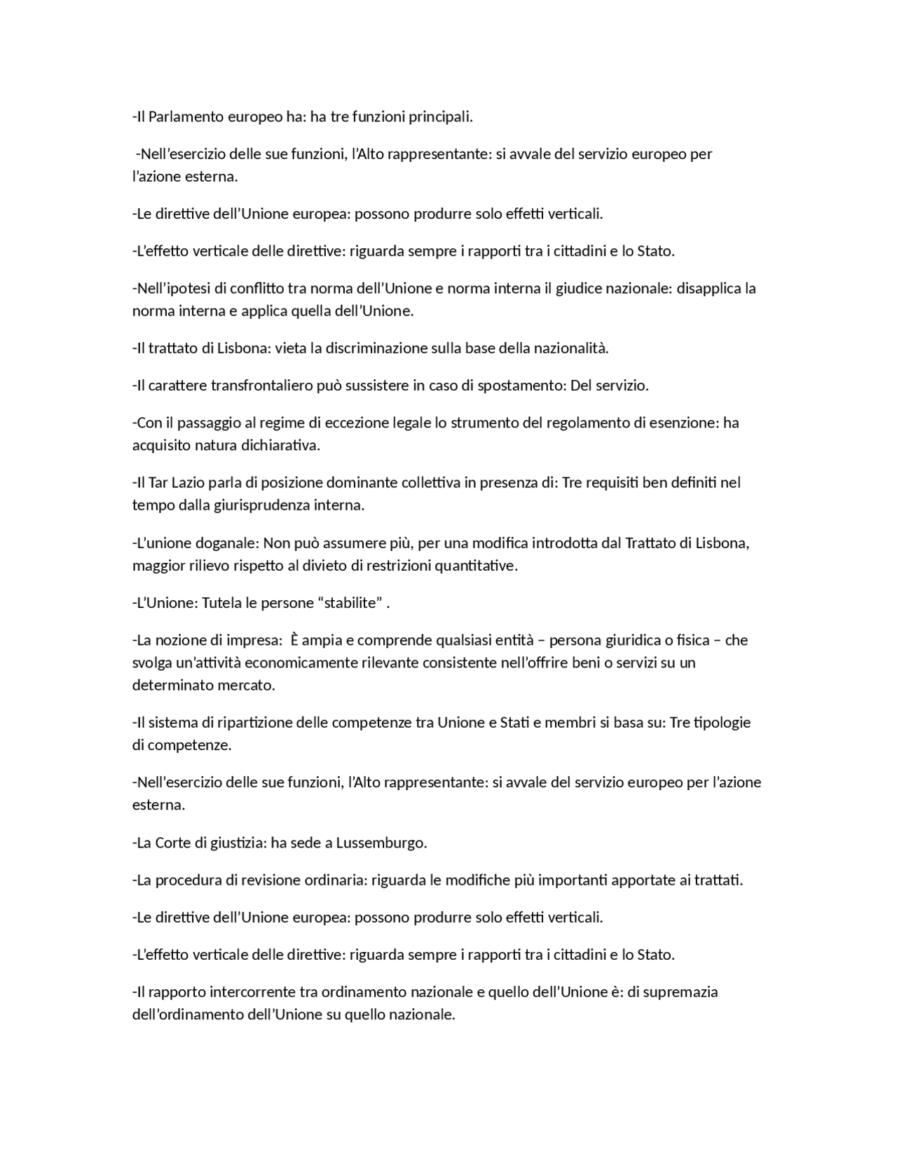 Diritto Comunitario Appunti Per Esame Docsity