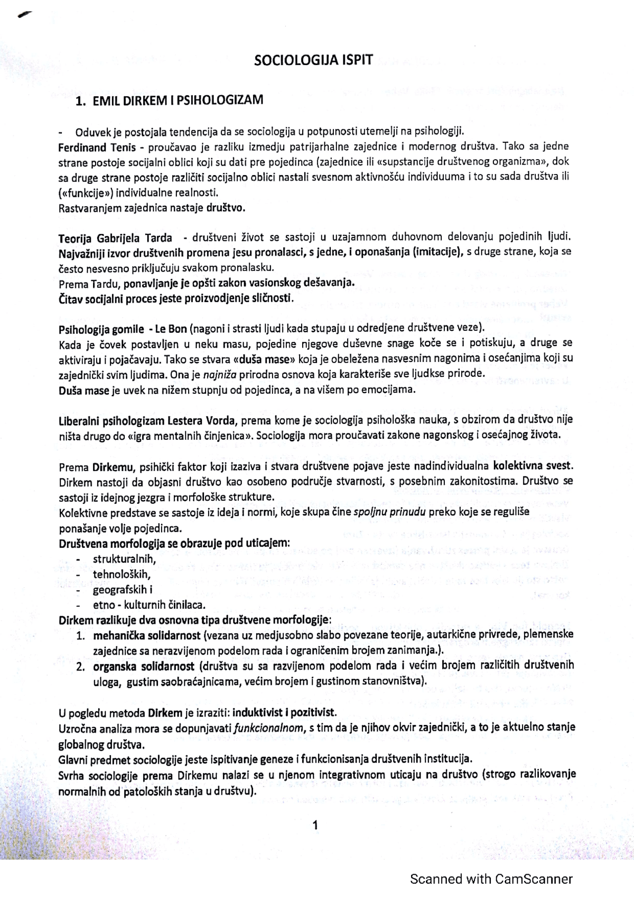 Sociologija - skripta za ispit | Skripte od Sociologija | Docsity