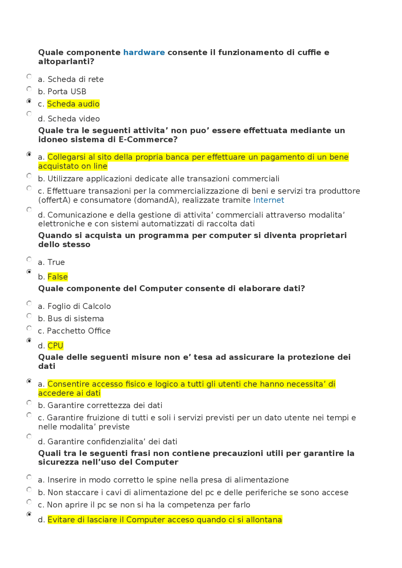 Modulo 1 Informatica e sicurezza - Docsity