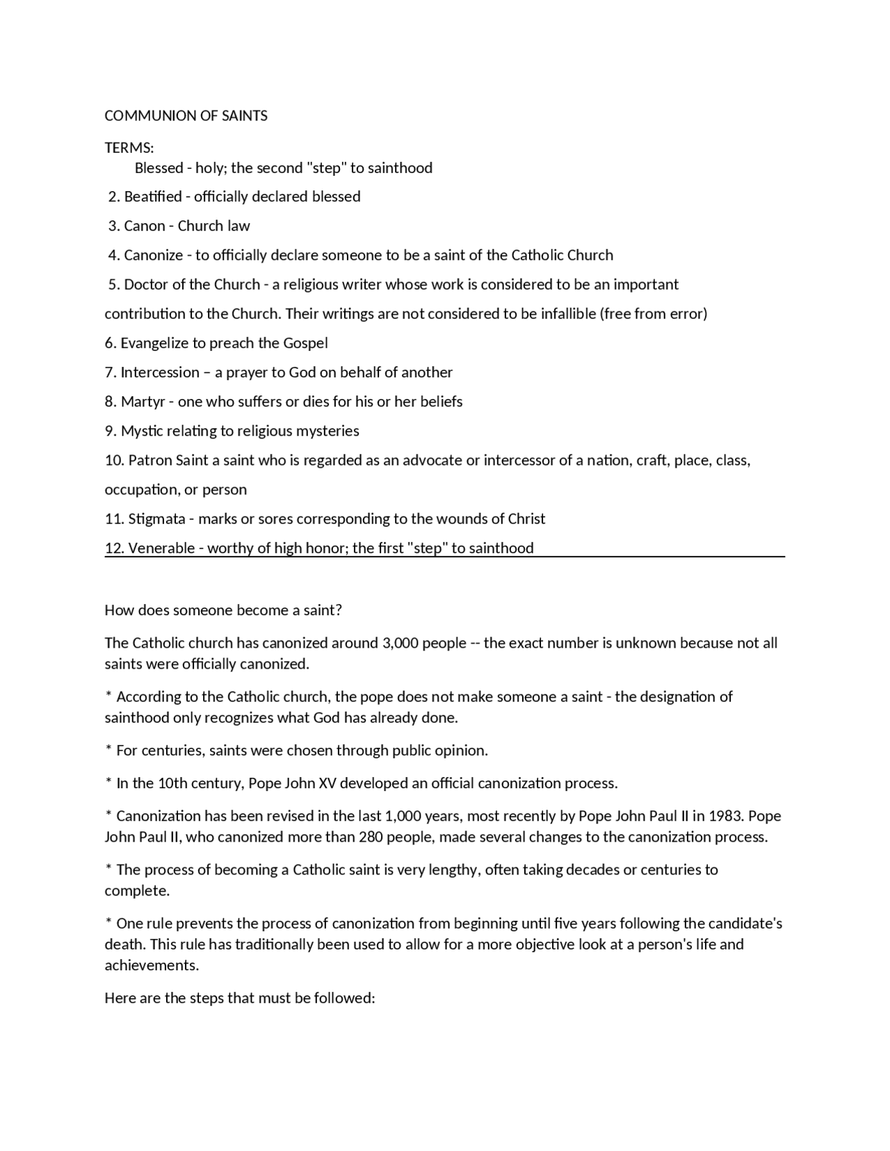 Communion of Saints, A cheat sheet | Cheat Sheet Religious studies ...