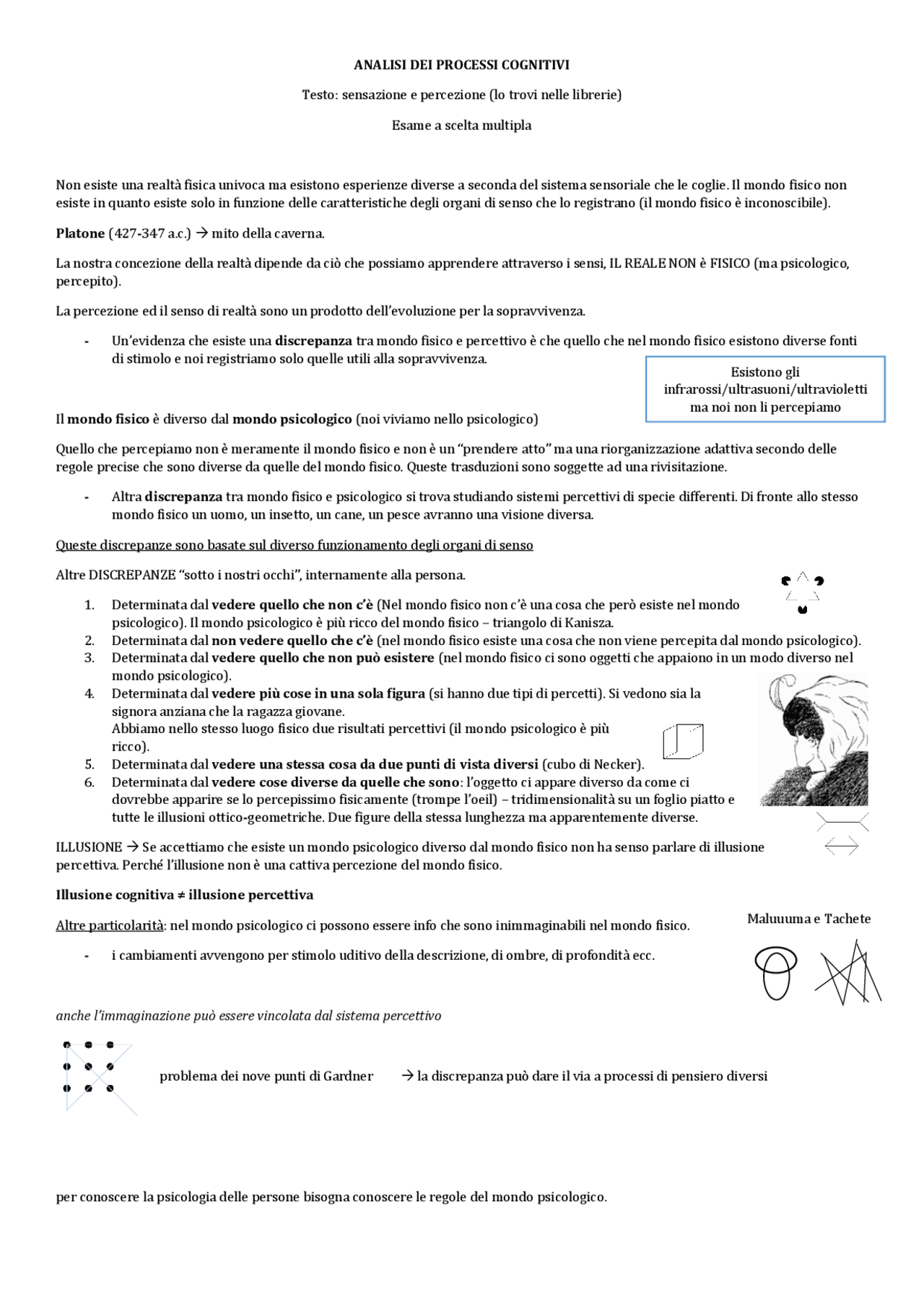 Analidi Dei Processi Cognitivi Docsity