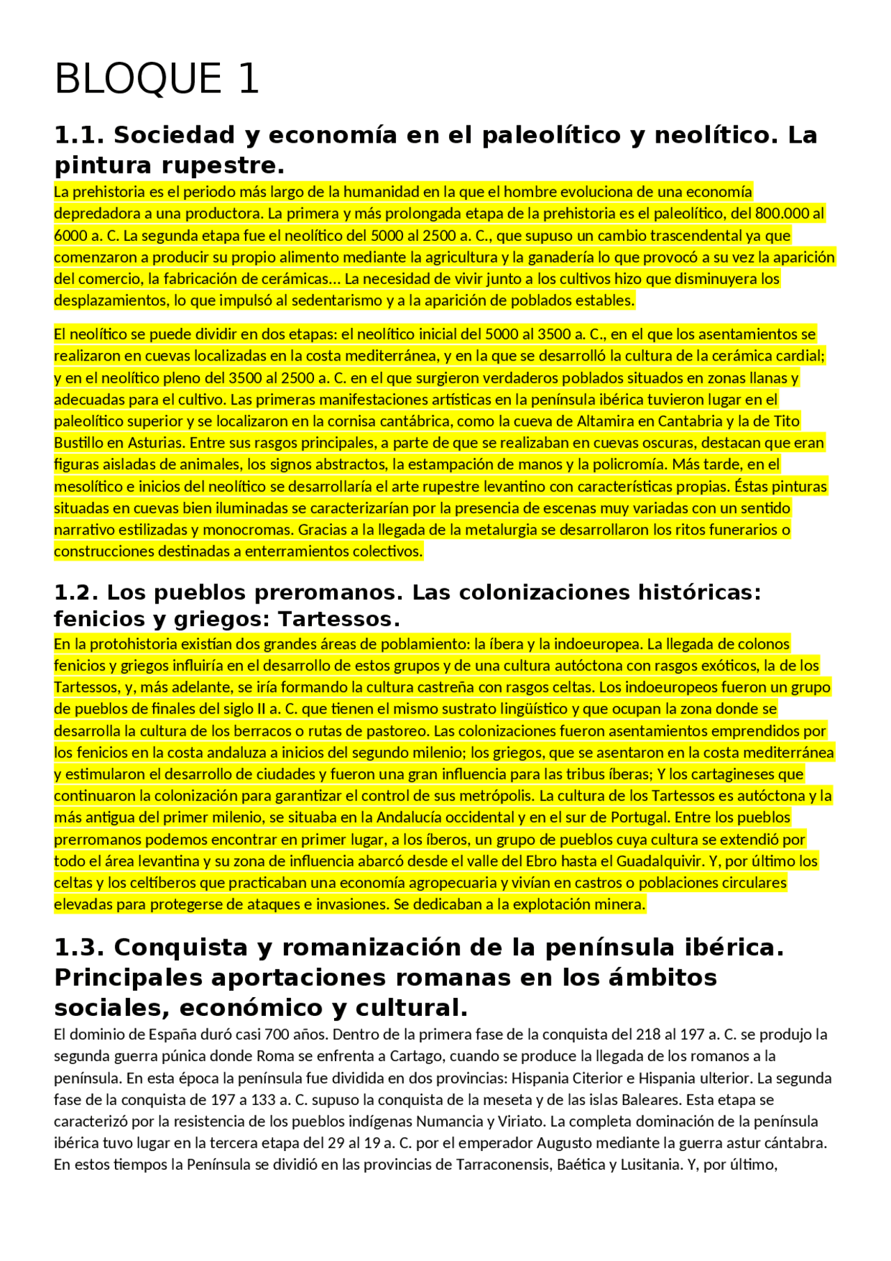 Bloque 1 Historia Selectividad Docsity