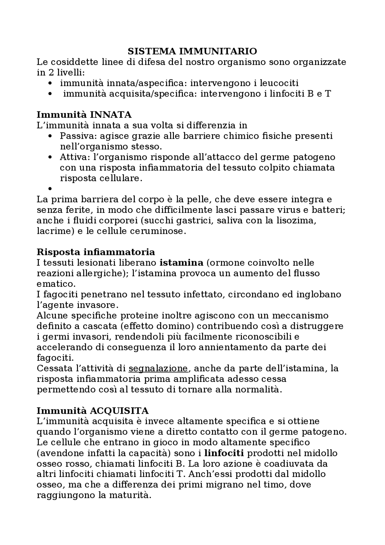 Anatomia Sistema Immunitario Docsity