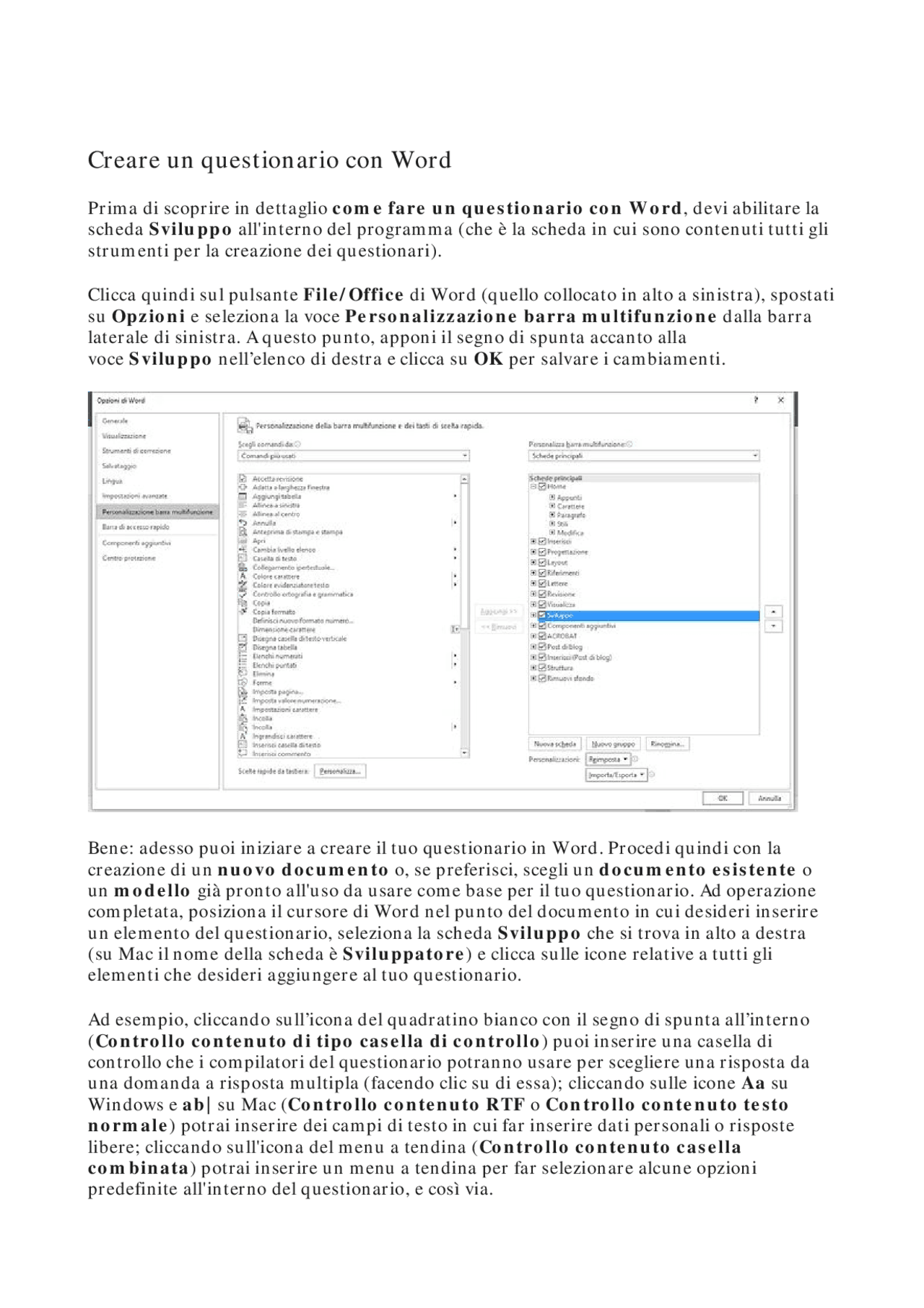 Creare un questionario con Microsoft Word | Guide, Progetti e Ricerche ...