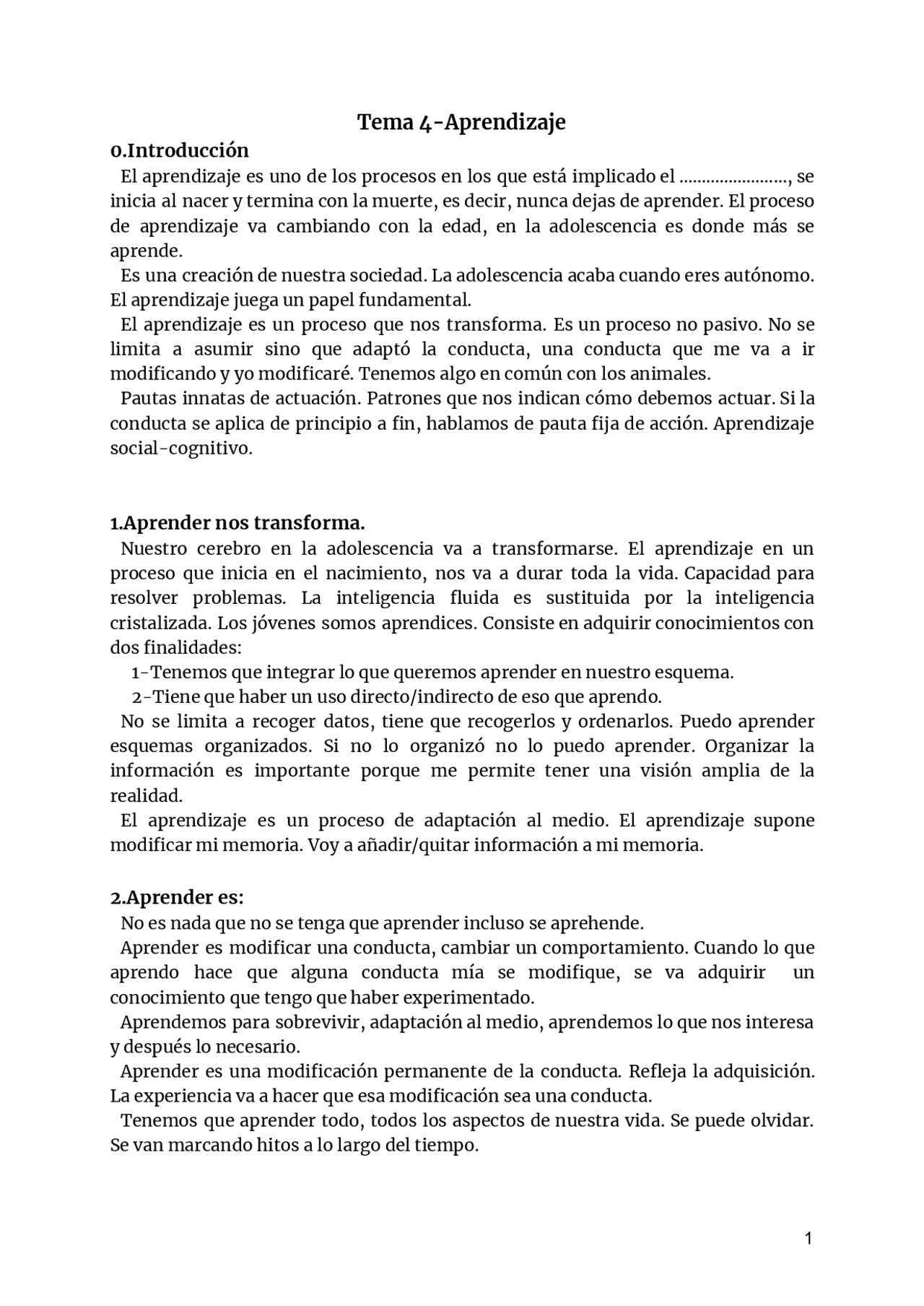 Apuntes Psicología El Aprendizaje Docsity