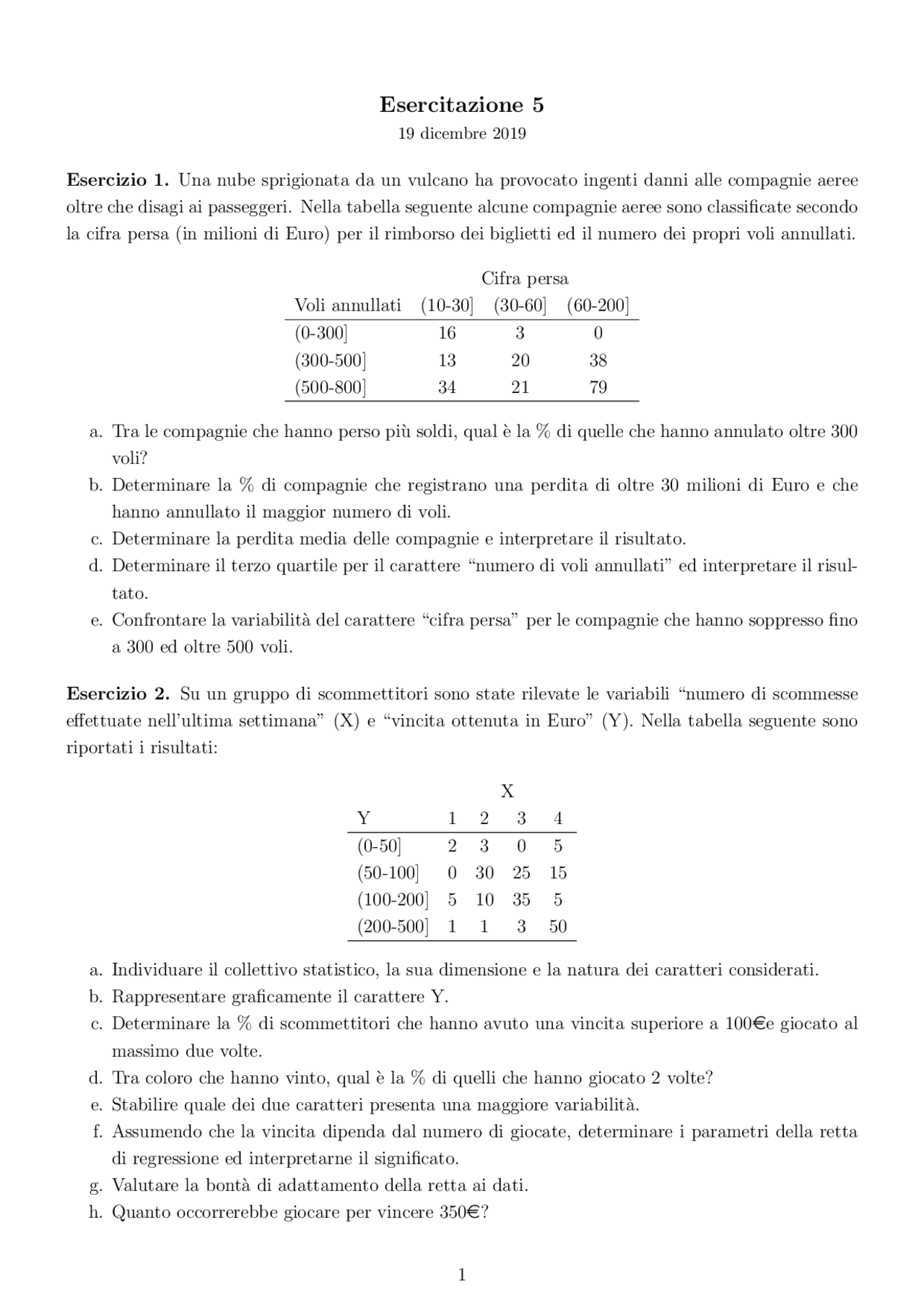 Esercizi Di Statistica 2 Docsity