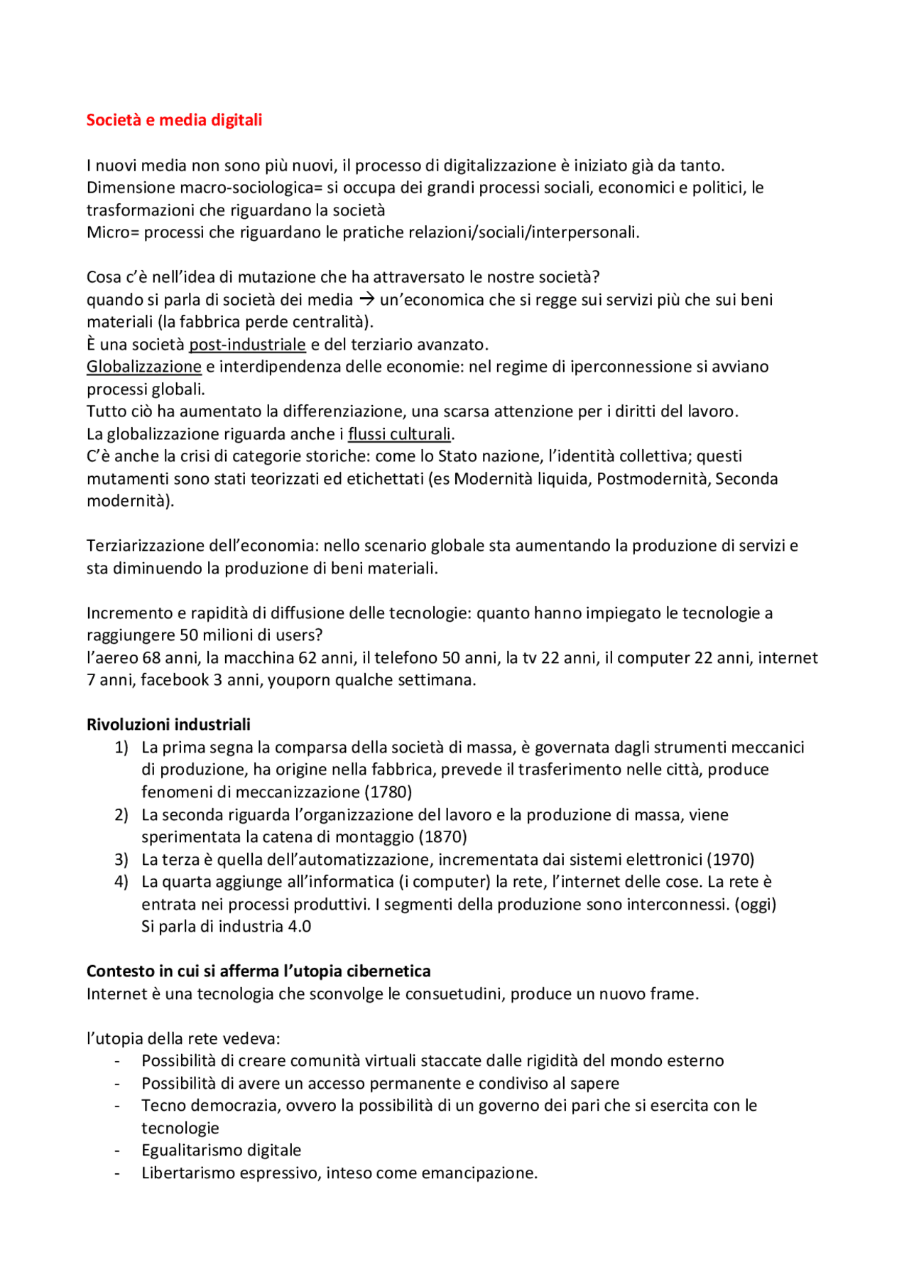 Teorie Della Comunicazione Di Massa E La Sfida Digitale Docsity