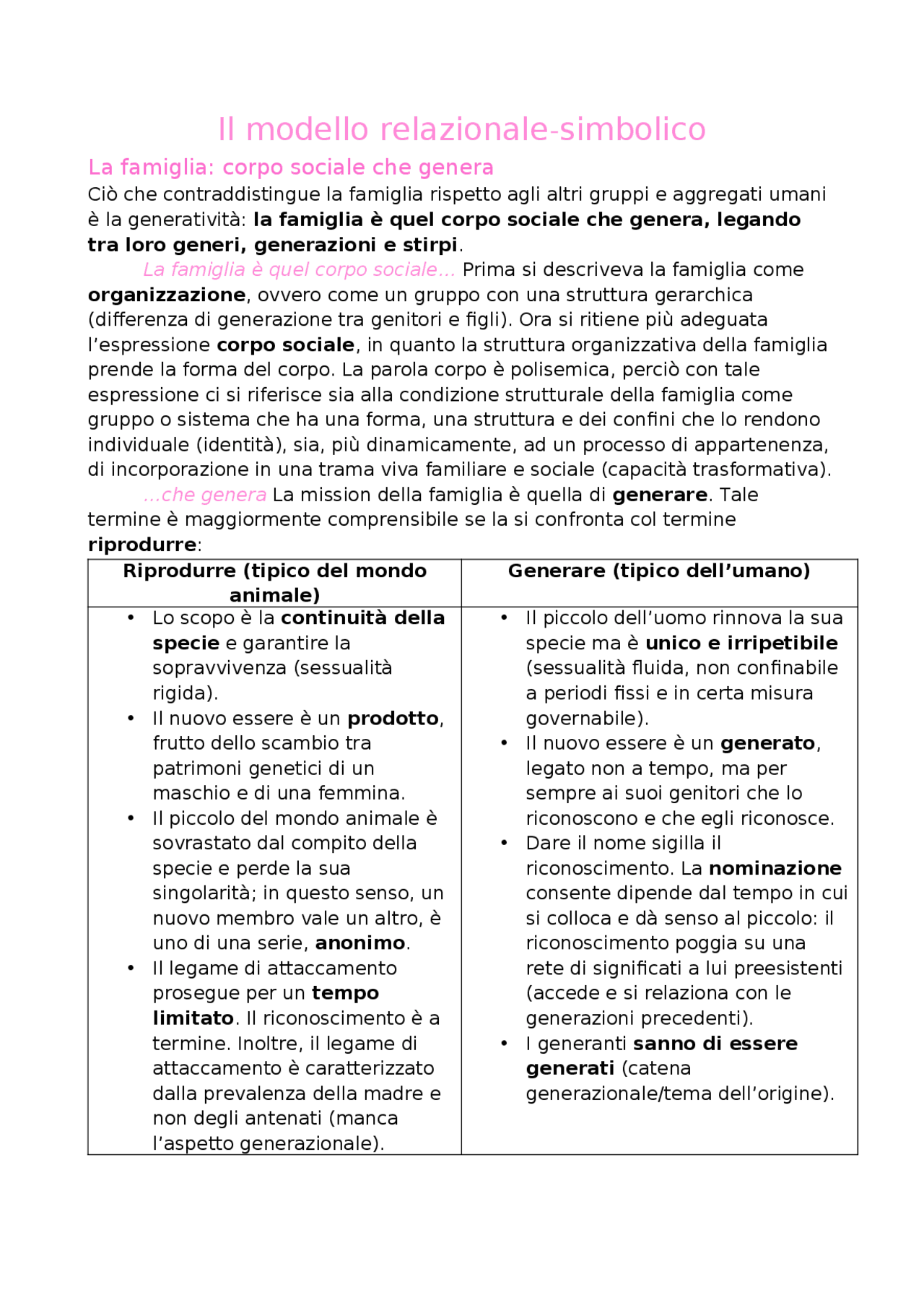 Il modello relazionale-simbolico | Appunti di Psicologia Generale | Docsity