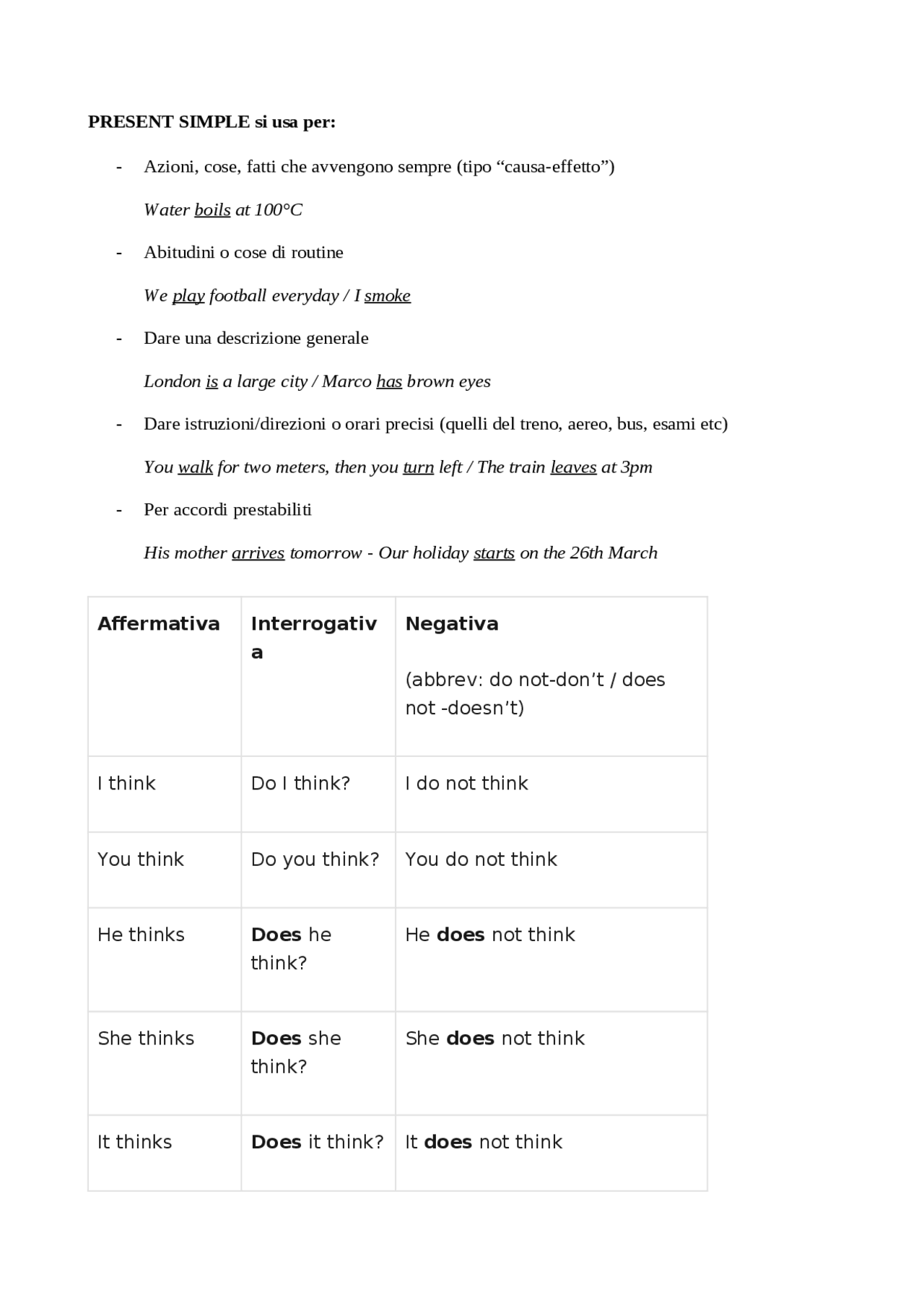 Present Simple E Continuous Docsity