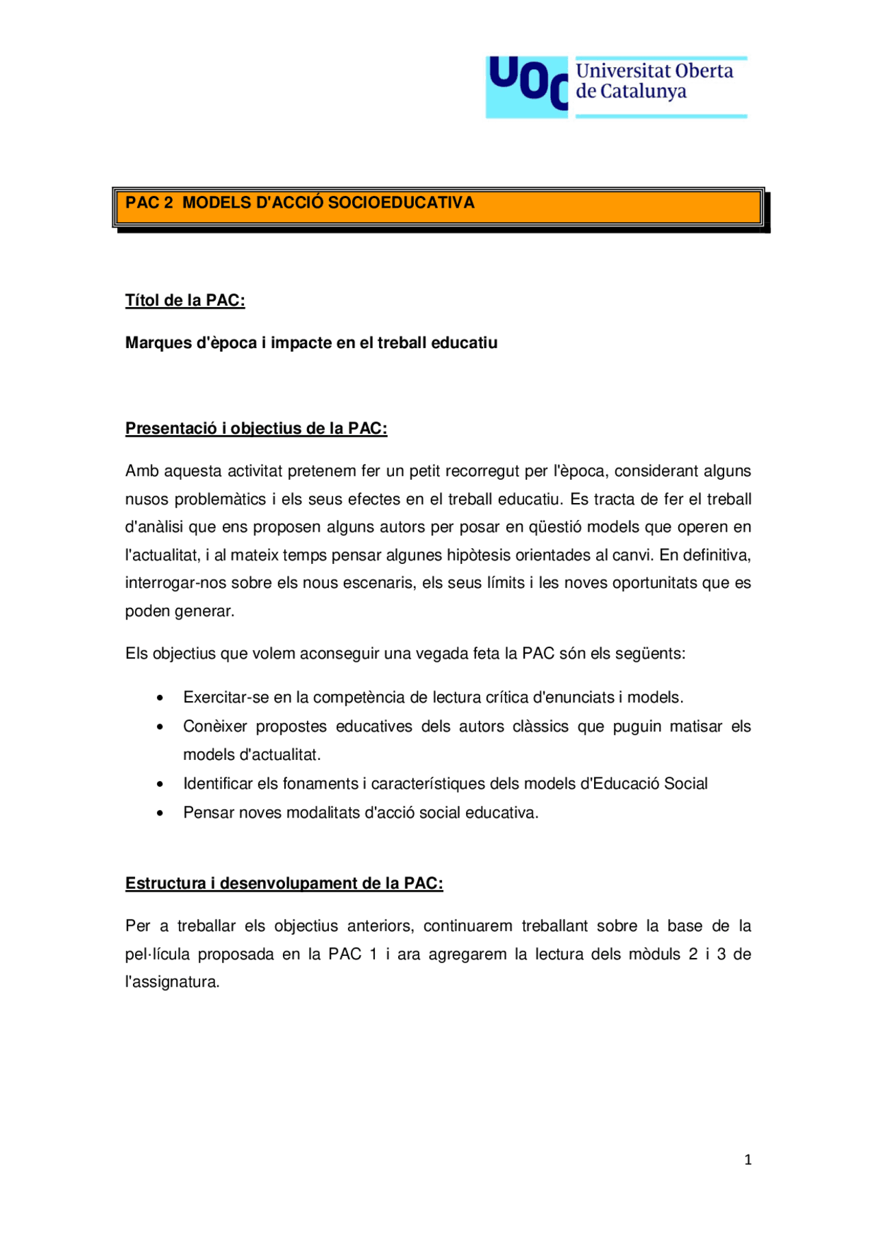 Pac 2 Models D0accio Socioeducativa Docsity
