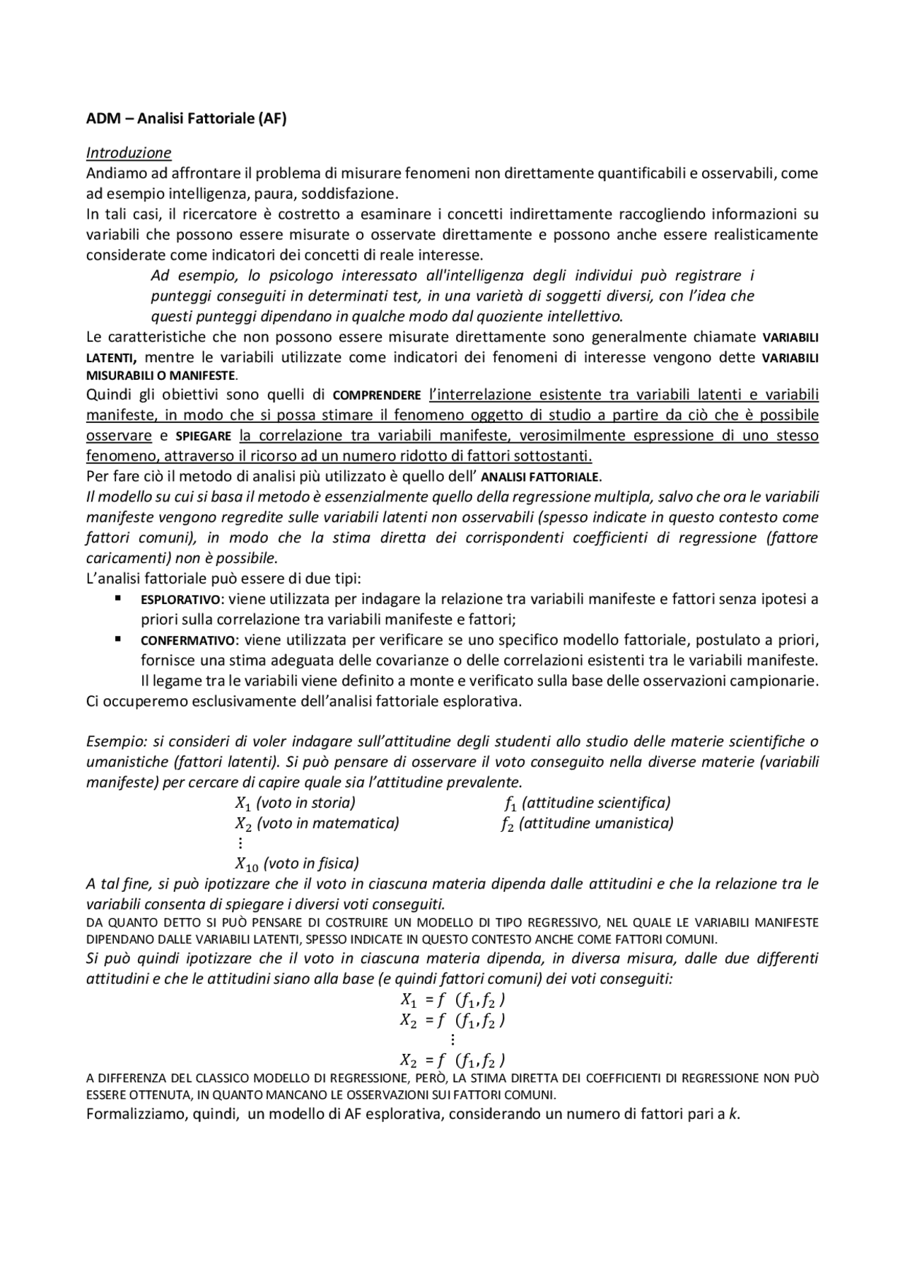 Analisi Fattoriale Adm Docsity