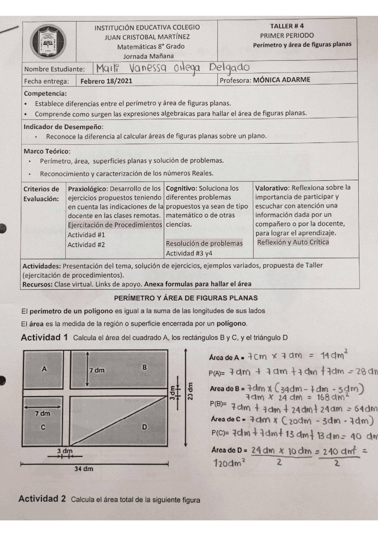 Hoja De Trabajo De Matemáticas De Octavo Grado Guía De Repaso De