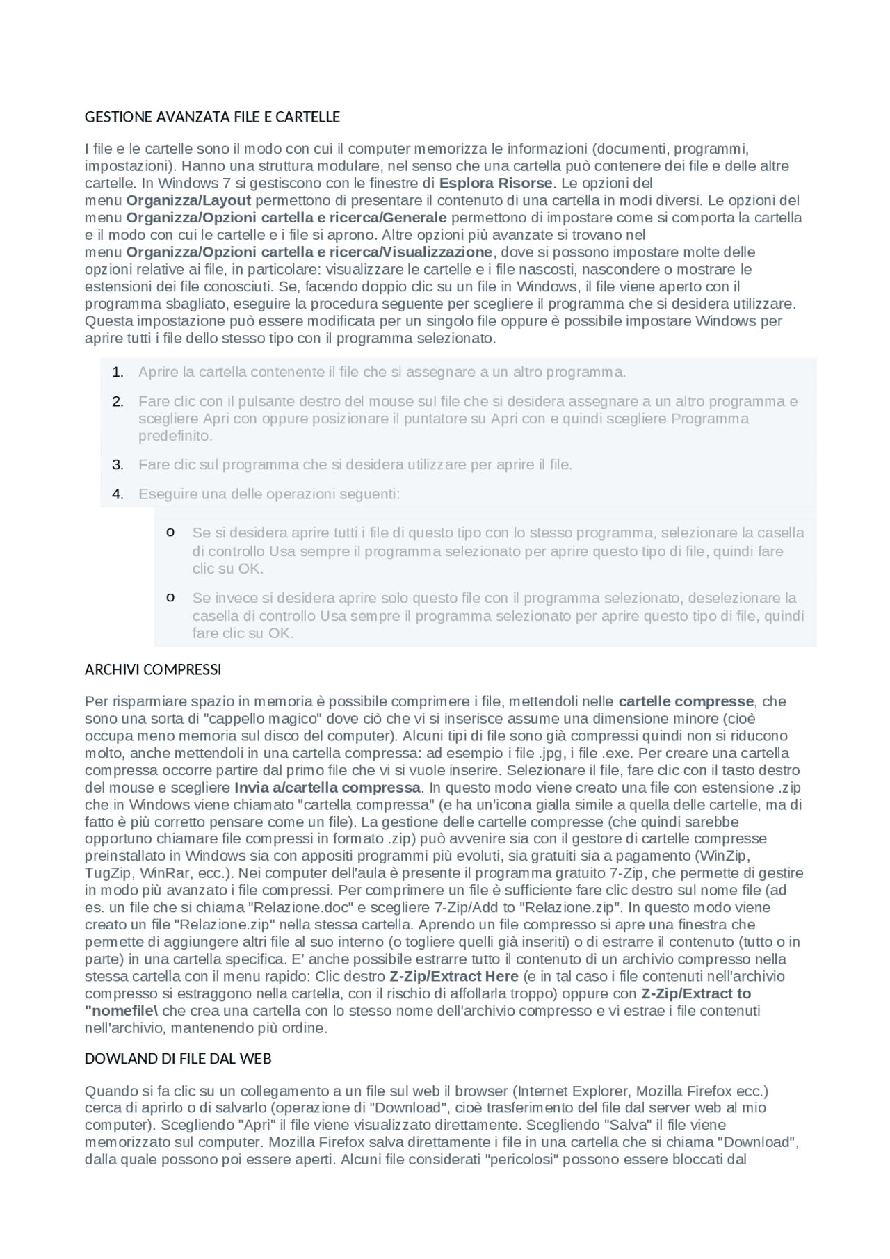 Come Gestire File E Cartelle Del Computer Docsity