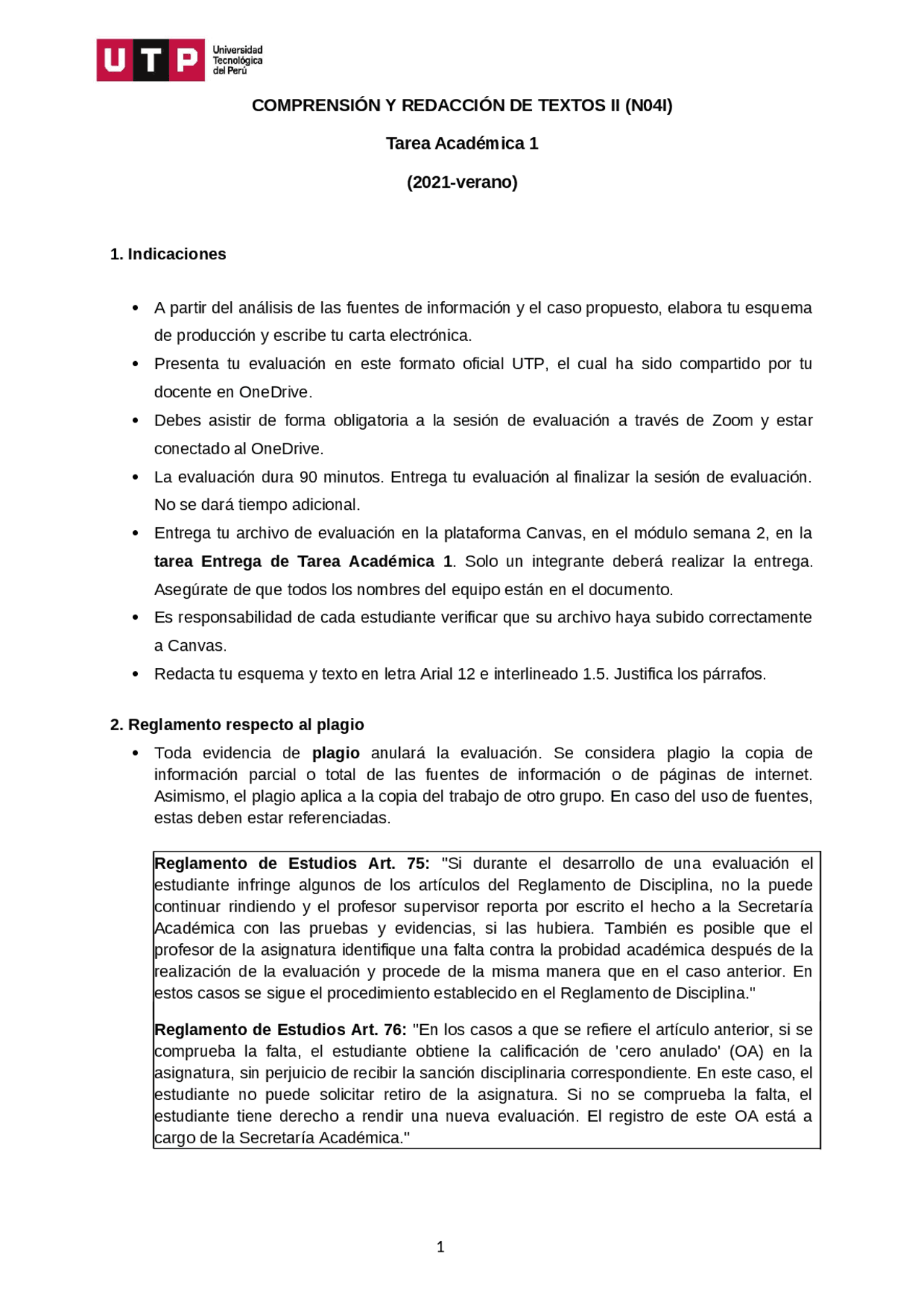 Tarea Académica Comprensión De Textos 1 Docsity