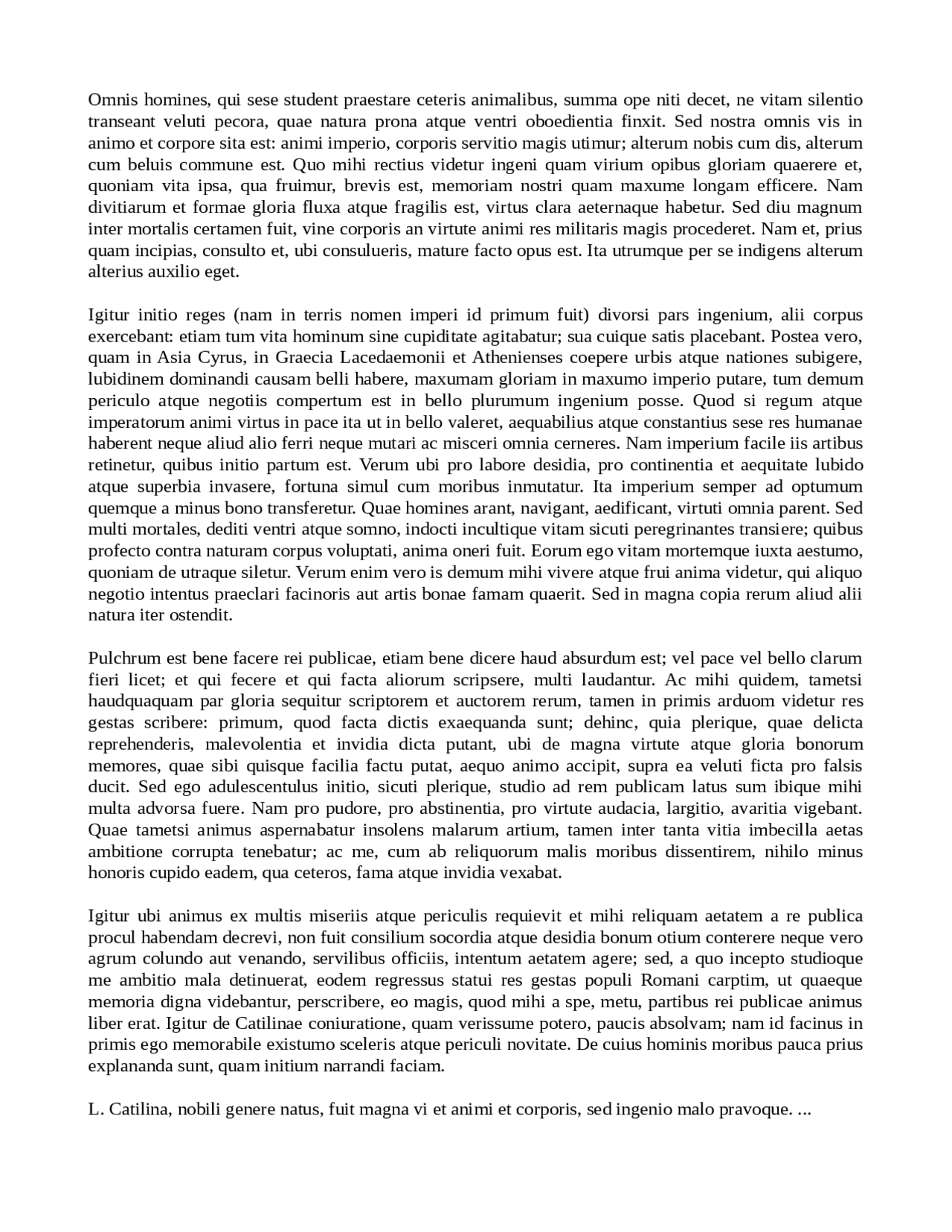 Testo Di Sallustio Versione Di Latino Docsity