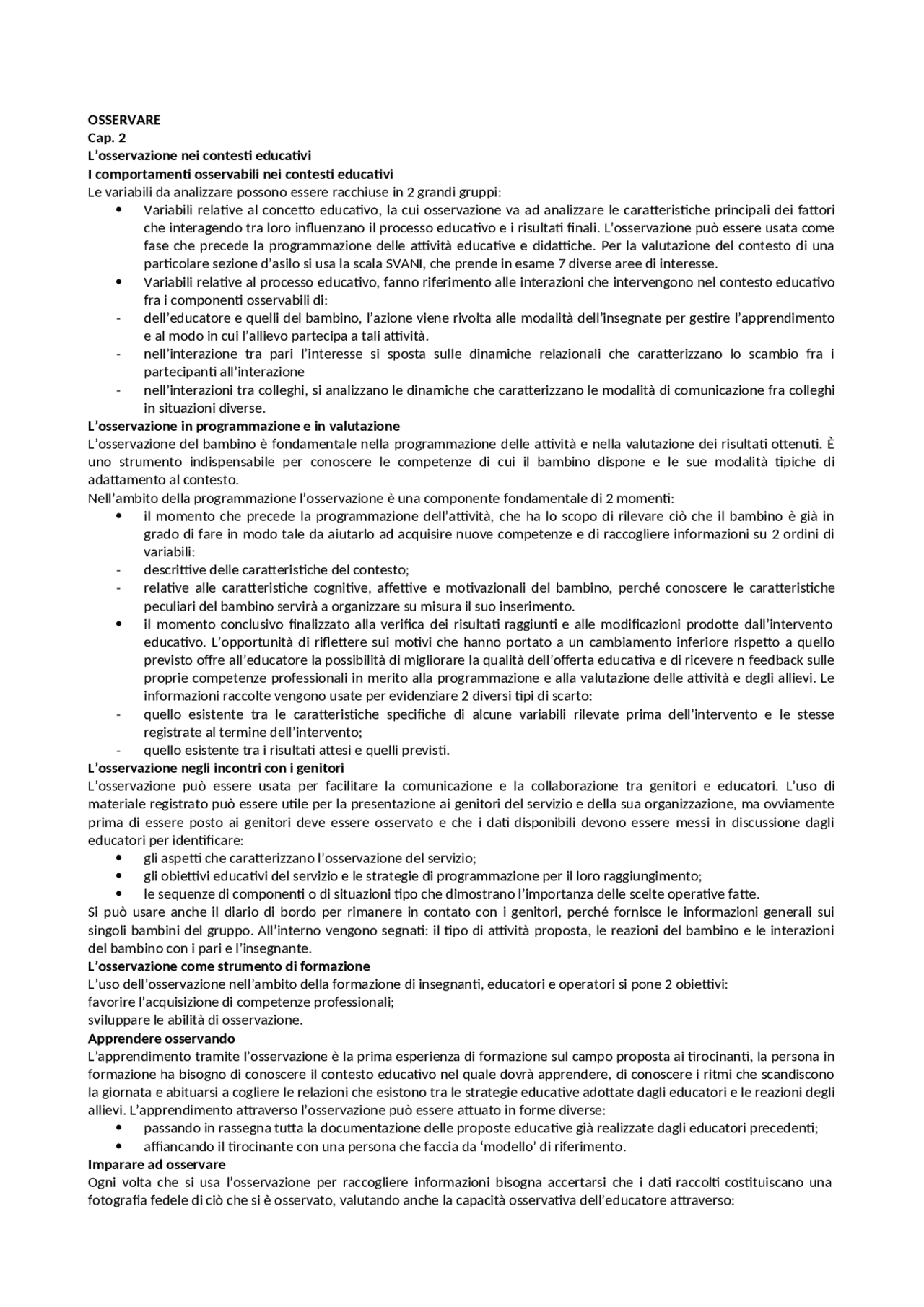 Osservare Per Educare Docsity
