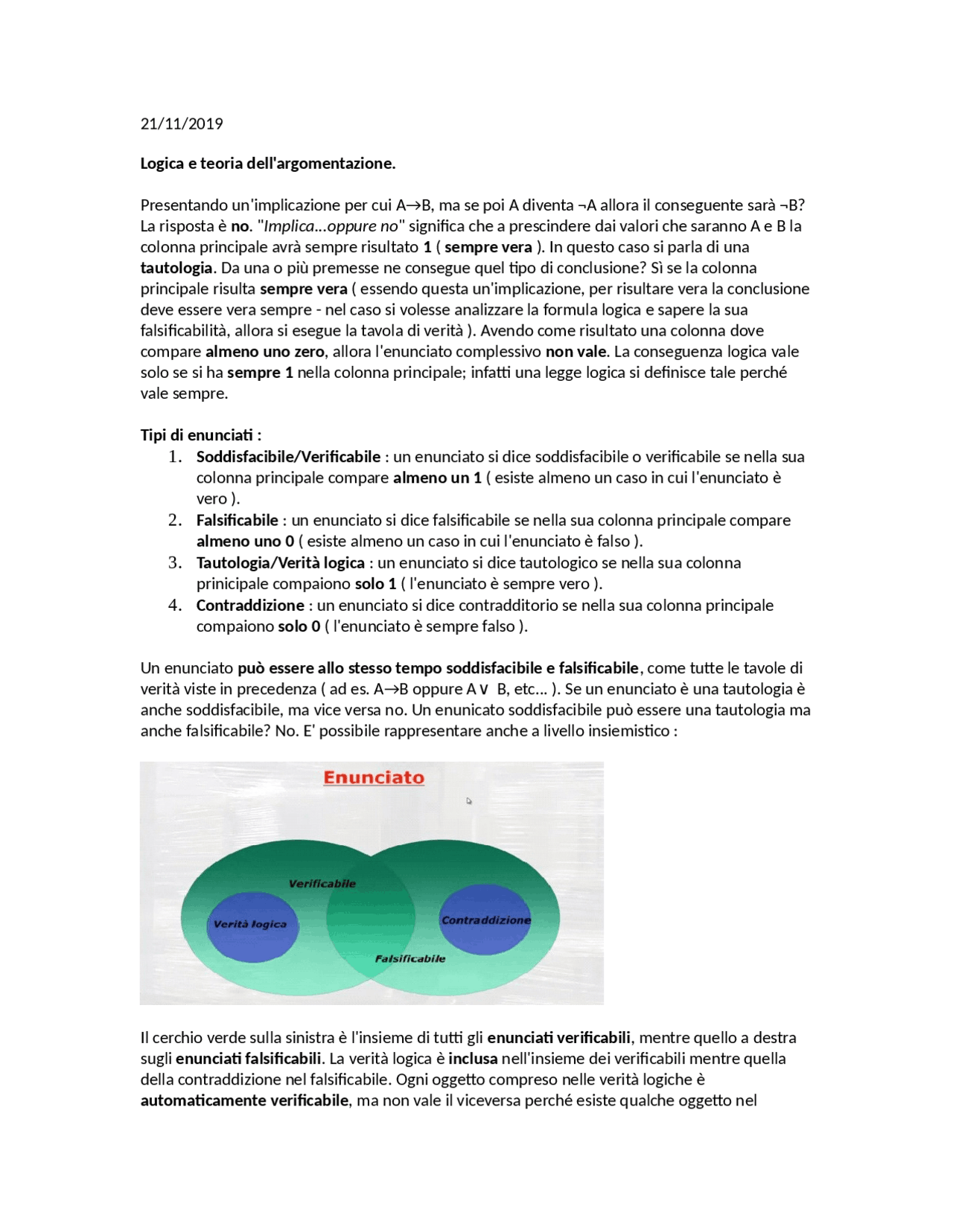Tipi Di Enunciati Logici Appunti Di Logica Docsity